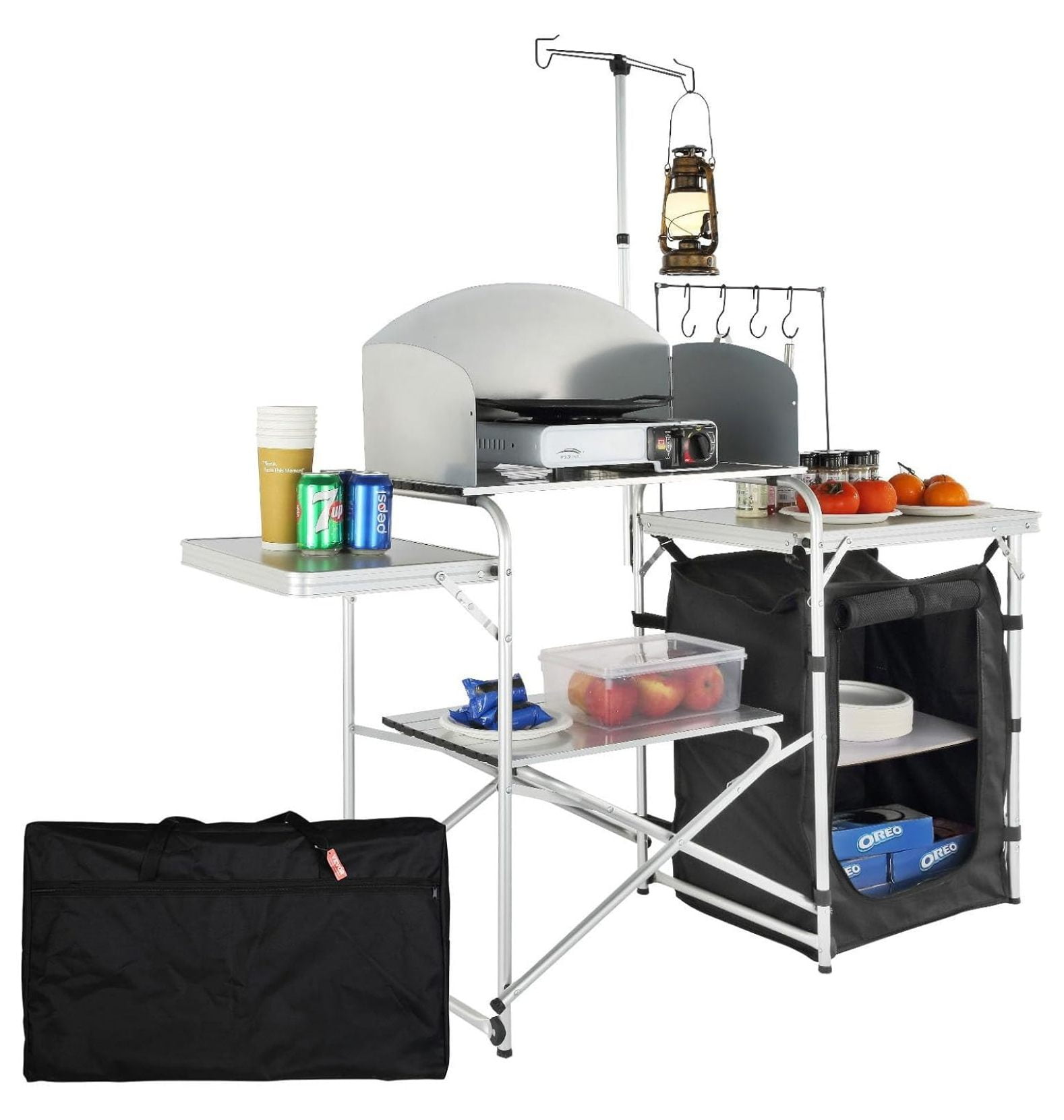 VEVOR Camping Kitchen Table, Aluminum Portable Folding Camp Cook ...
