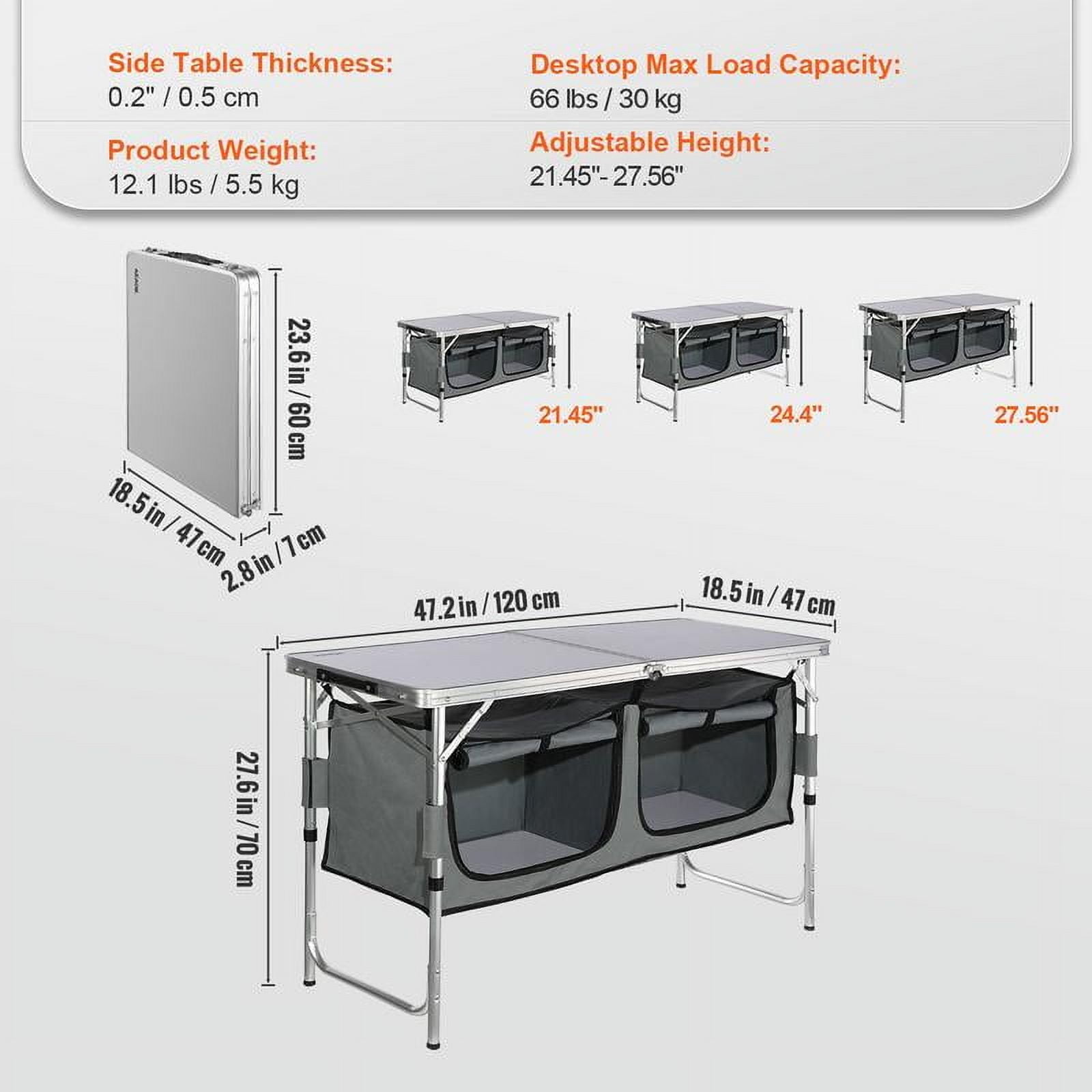 VEVOR Camping Kitchen Table, Folding Outdoor Cooking Table with Storage ...
