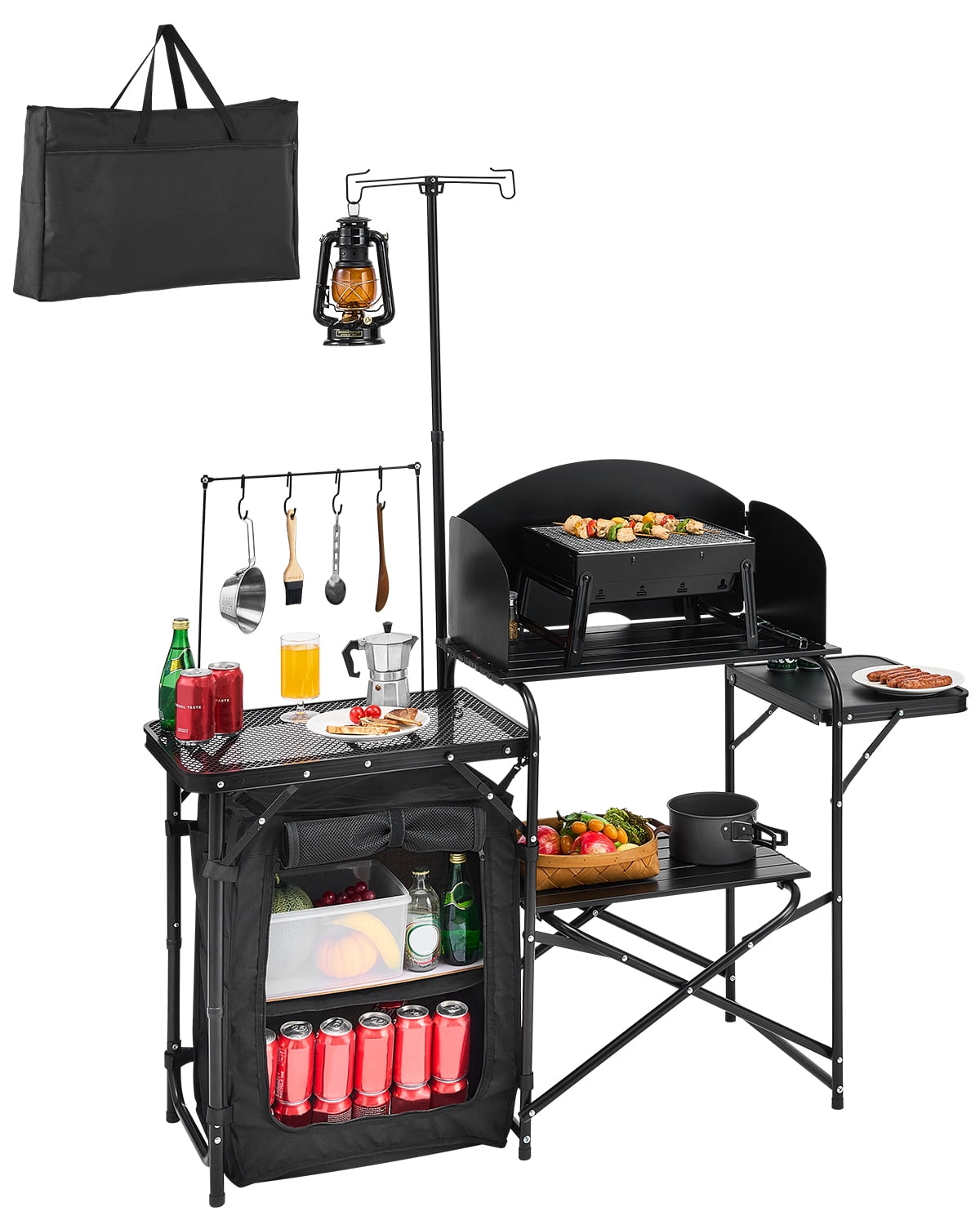 VEVOR Camping Kitchen Table, Outdoor Camp Cooking Table, Aluminum ...