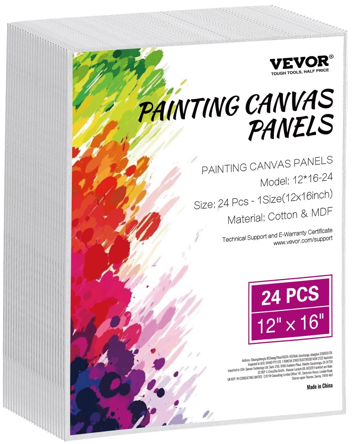 VEVOR Canvas Boards for Painting, 12x16 Inch White Canvases for ...