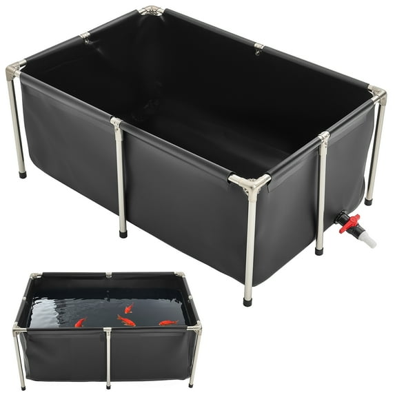 VEVOR Canvas Fish Pond, 126.8 Gal Above Ground Fish Pond, Foldable PVC ...