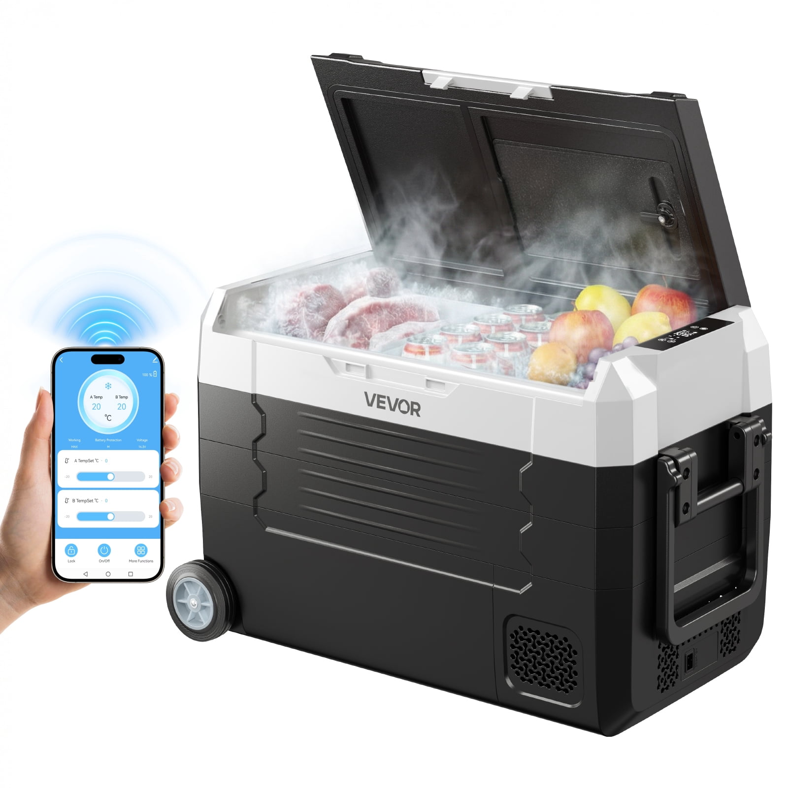 VEVOR Car Refrigerator, DC 12/24V AC100-240V Compressor Electric Cooler ...