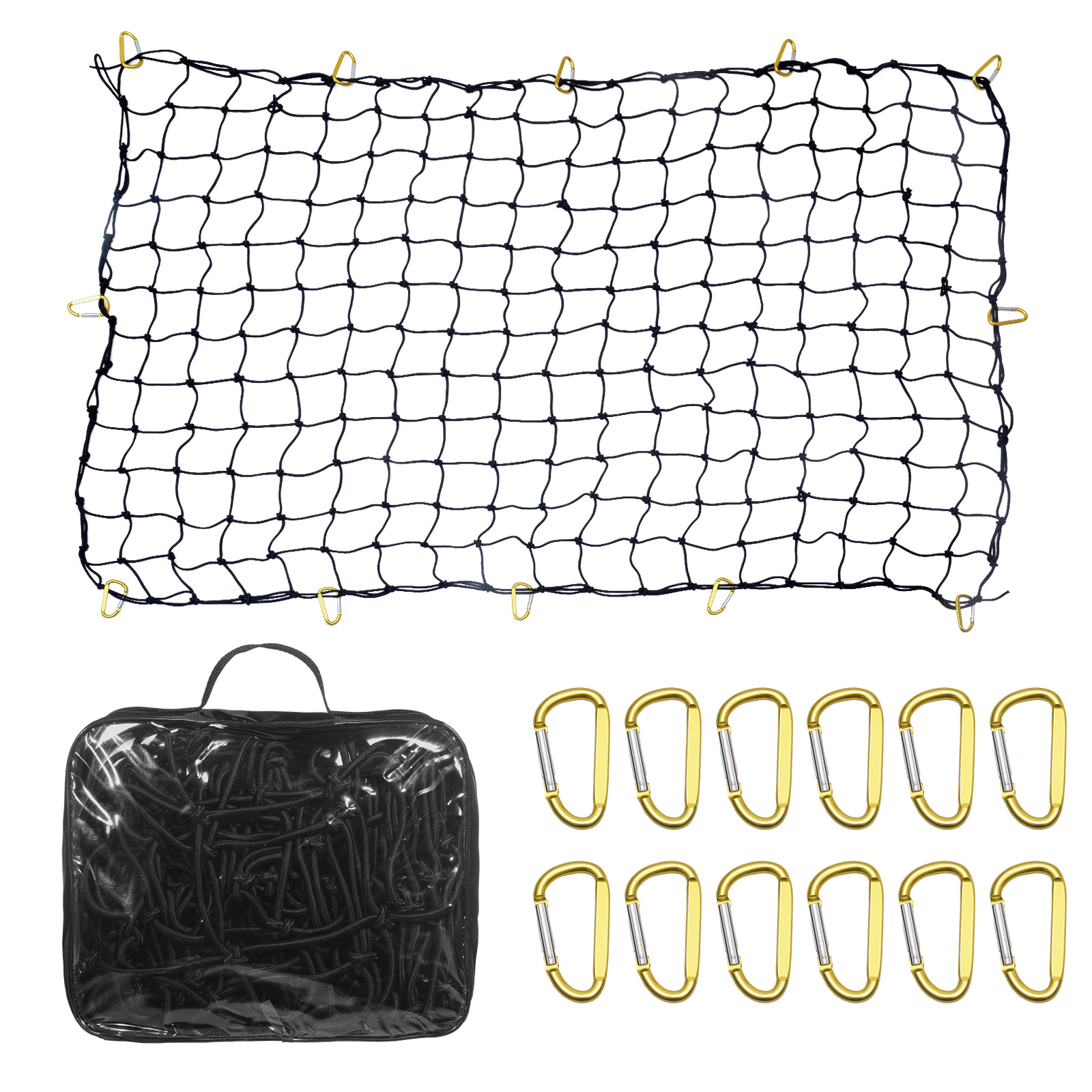 VEVOR Cargo Net, 72 in x 48 in, Heavy Duty Bungee Cargo Netting with 12 ...