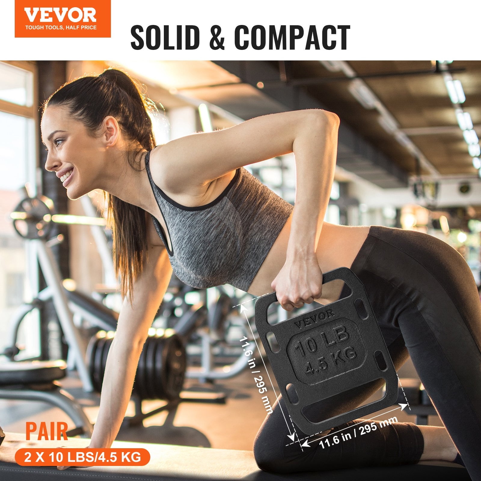 VEVOR Cast Iron Ruck Weights for Rucking Weight Plate with Handle 10LB ...