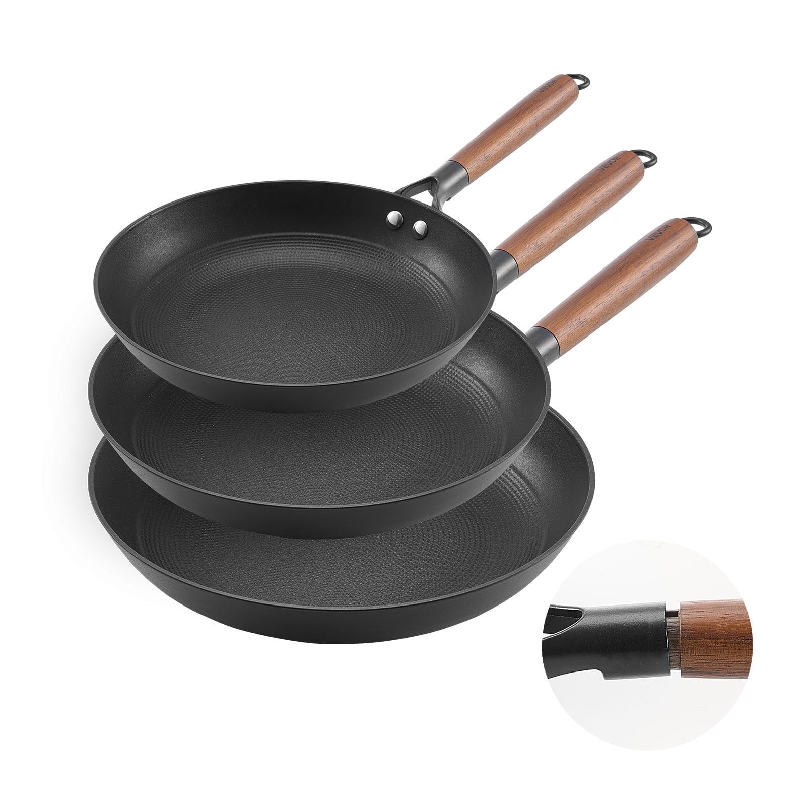 VEVOR Cast Iron Skillet, 3-Piece Frying Pan Set (8, 10, 12 in ...