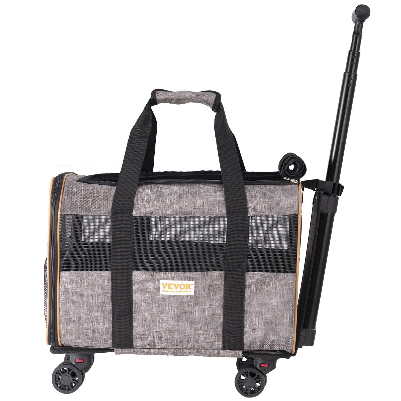 VEVOR Cat Carrier with Wheels, Airline Approved Rolling Pet Carrier ...
