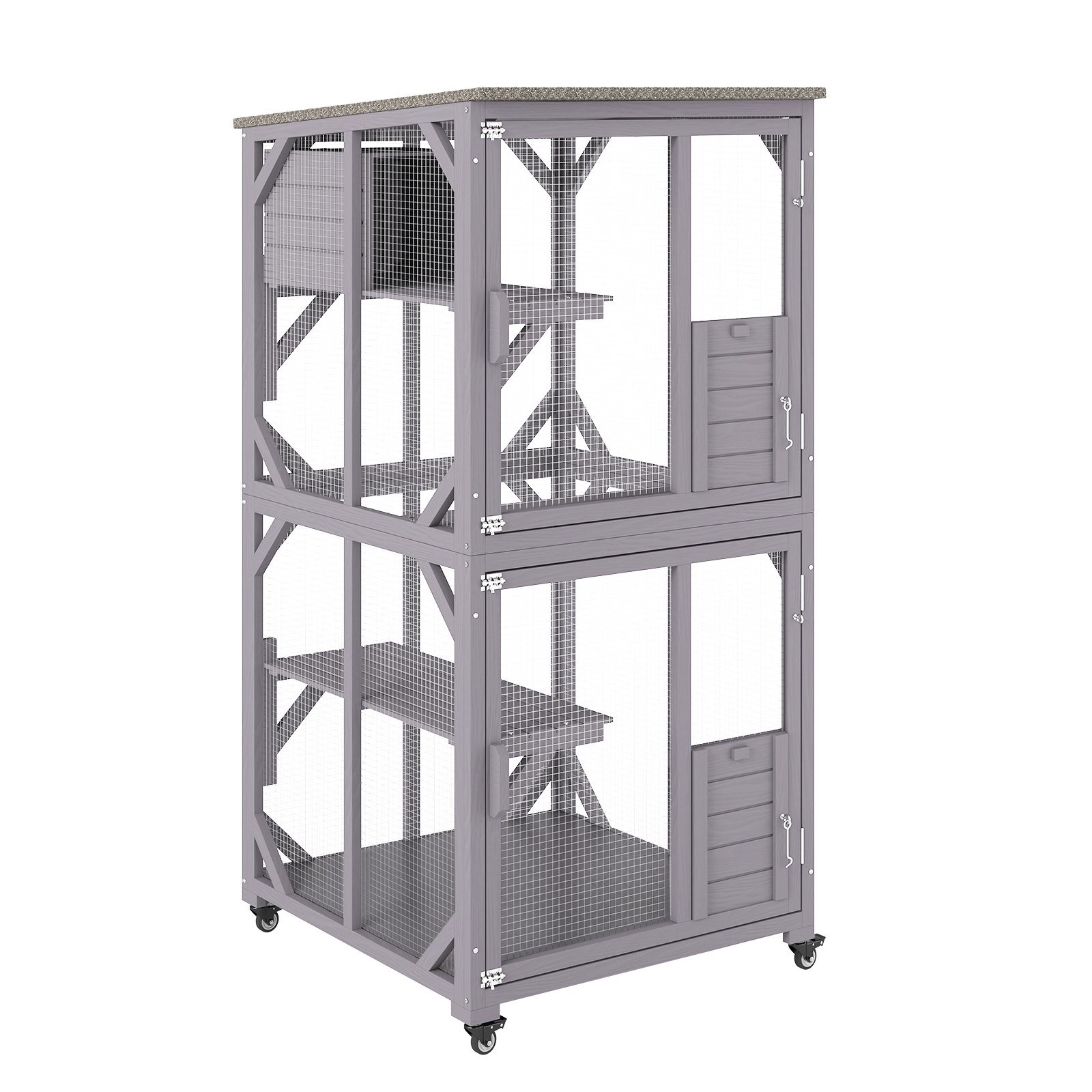 VEVOR Cat House Outdoor, 3-Tier Large Catio, Cat Enclosure with 360掳 ...