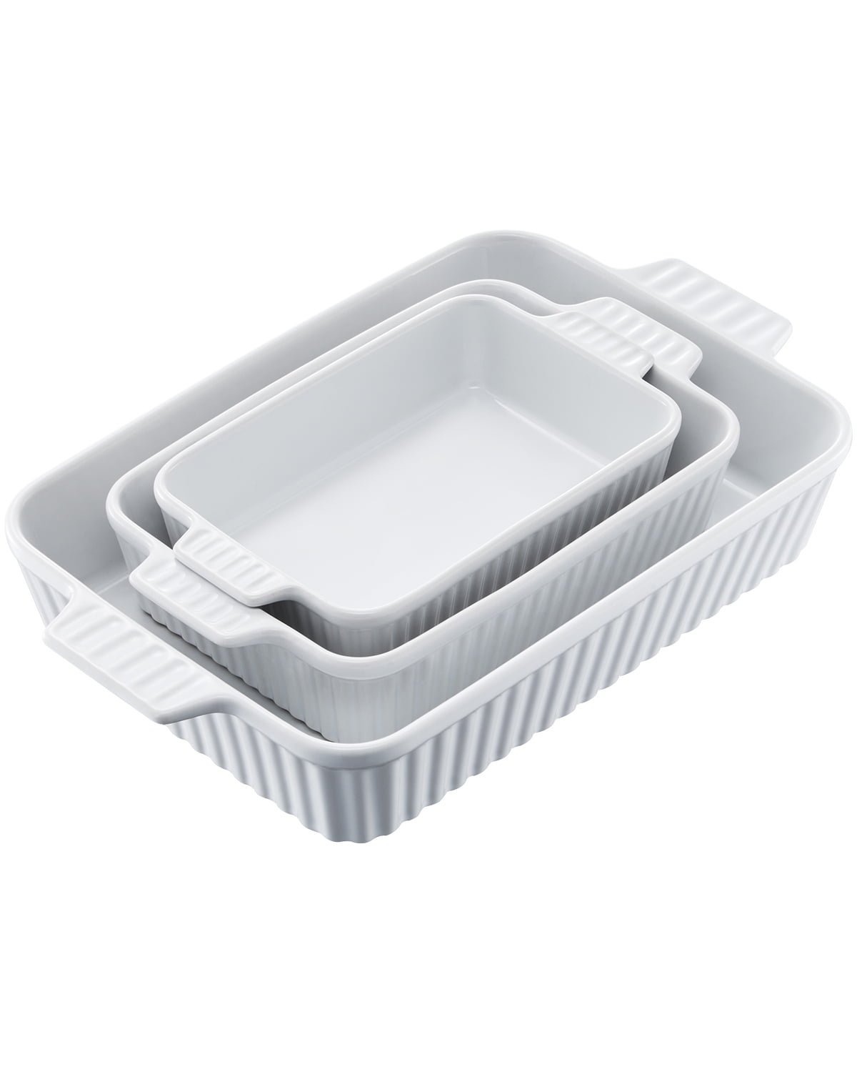 VEVOR Ceramic Baking Dish, 9" x 13", Bakeware Set of 3, Rectangular ...