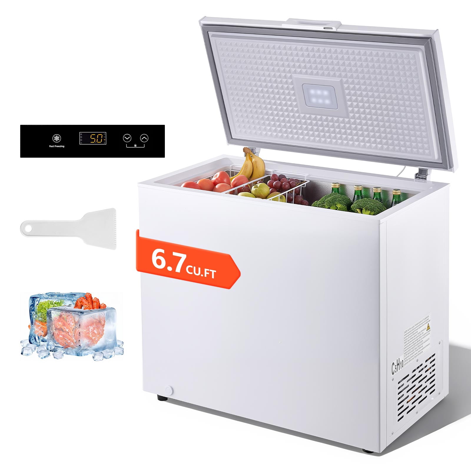 VEVOR Chest Freezer, 6.7 Cu.ft Compact Deep Freezer, Free Standing Top ...