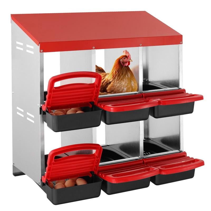 VEVOR Chicken Nest Box, 6-Compartment, 30 to 45 in Stable & Corrosion ...