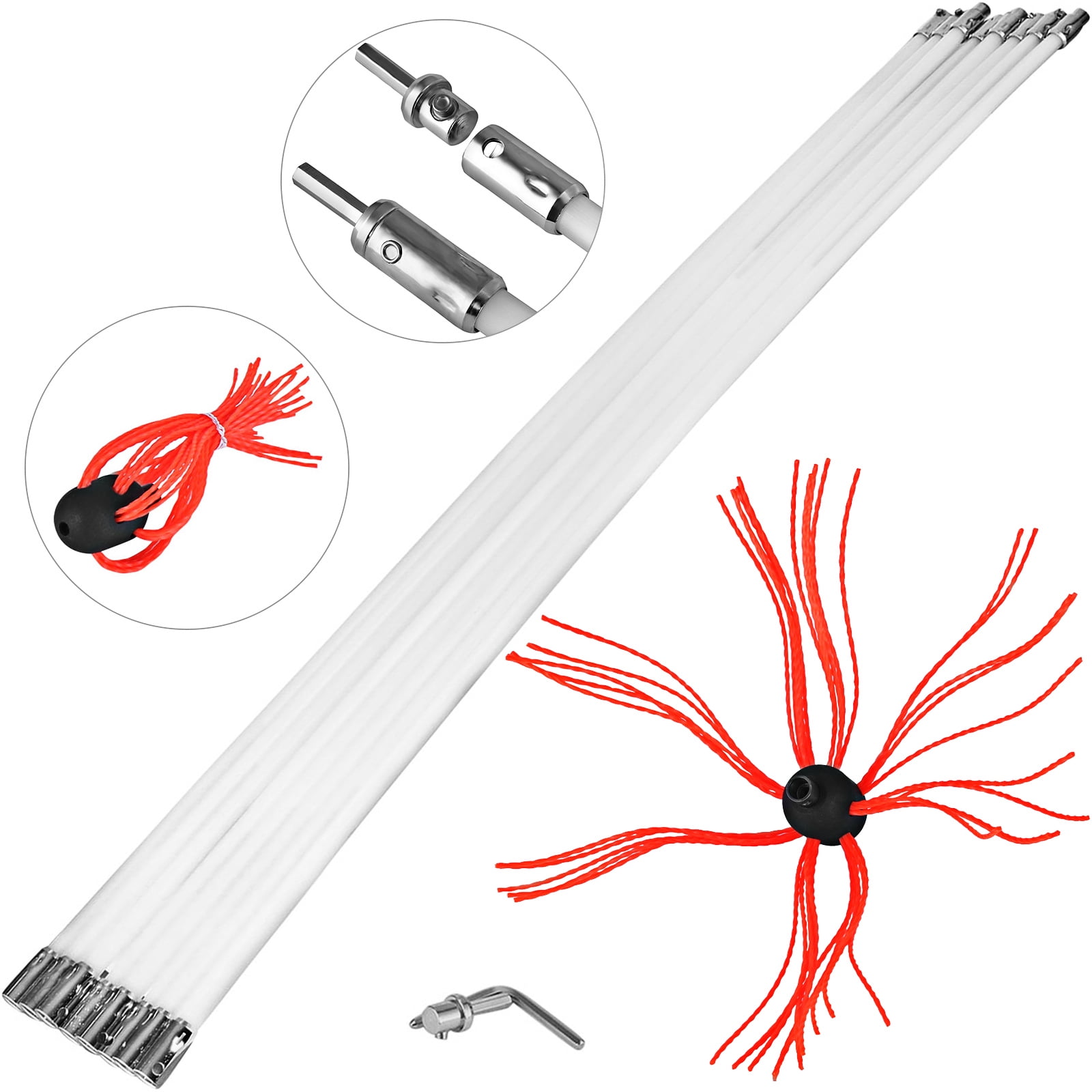 VEVOR Chimney Sweep Kit 26ft Length, Chimney Cleaning Tool Kits with 8 ...