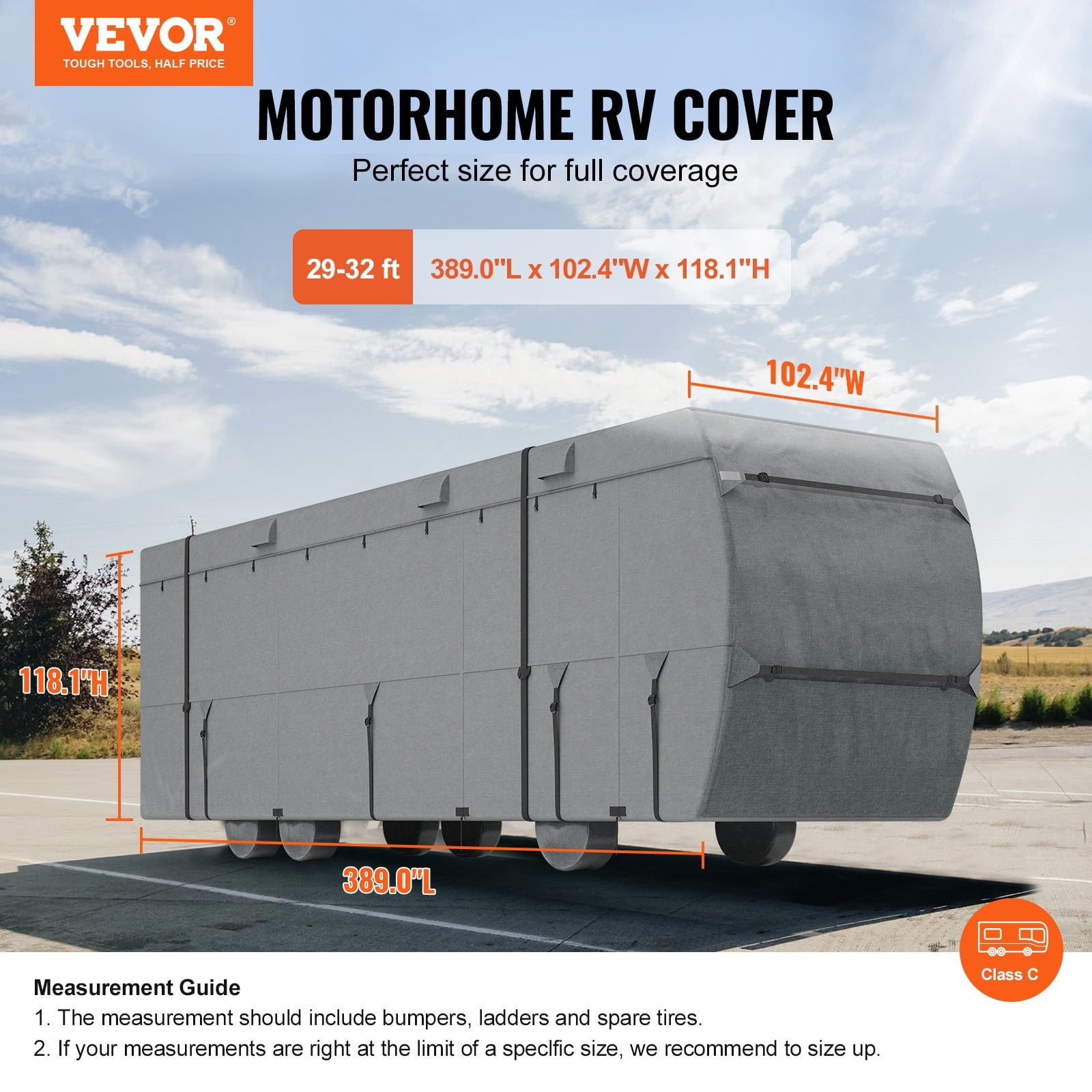 VEVOR Class C RV Cover Motorhome Cover 29-32 ft Oxford Fabric Motorhome ...