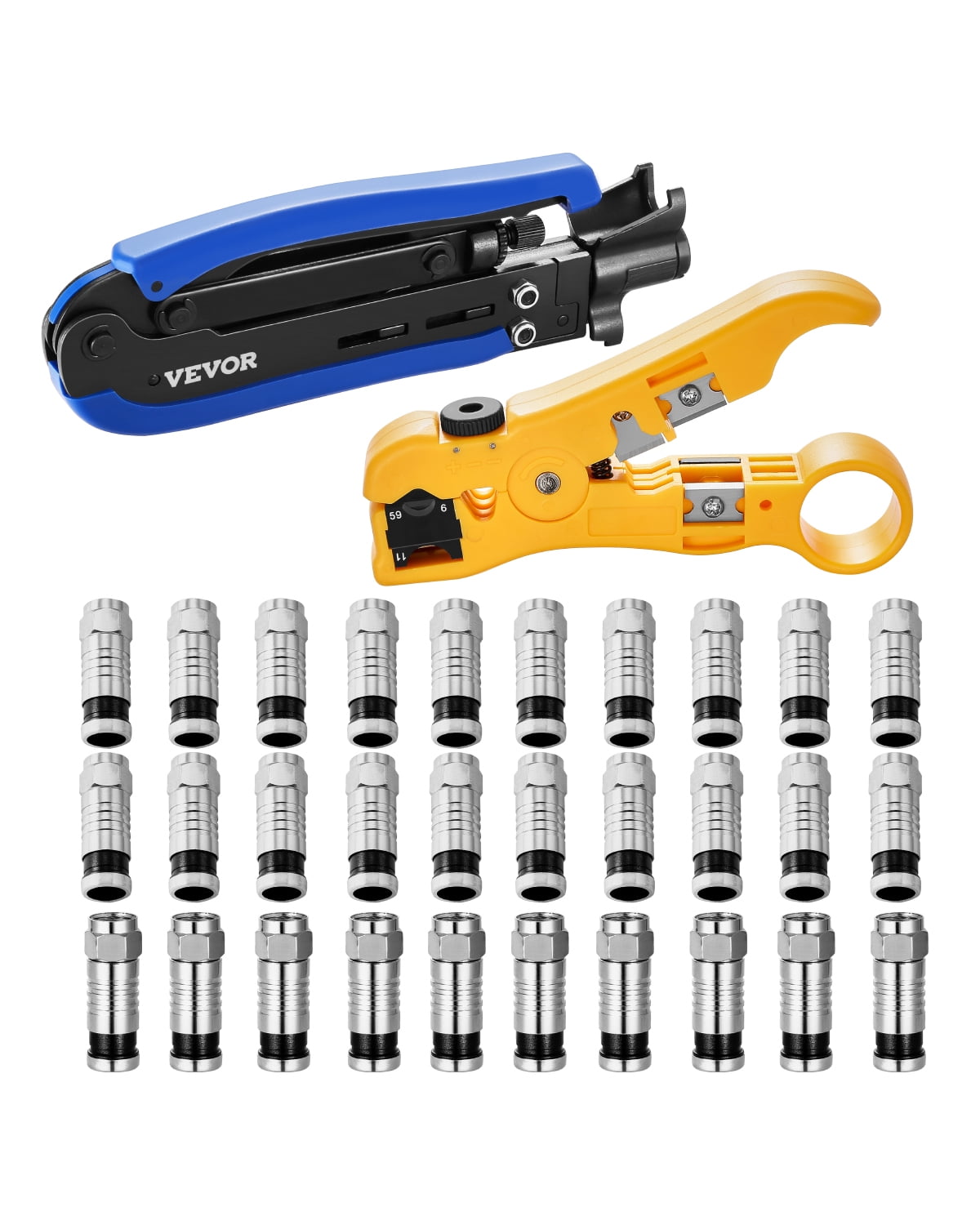 VEVOR Coax Cable Crimper Kit, Coaxial Cable Compression Kit with a ...