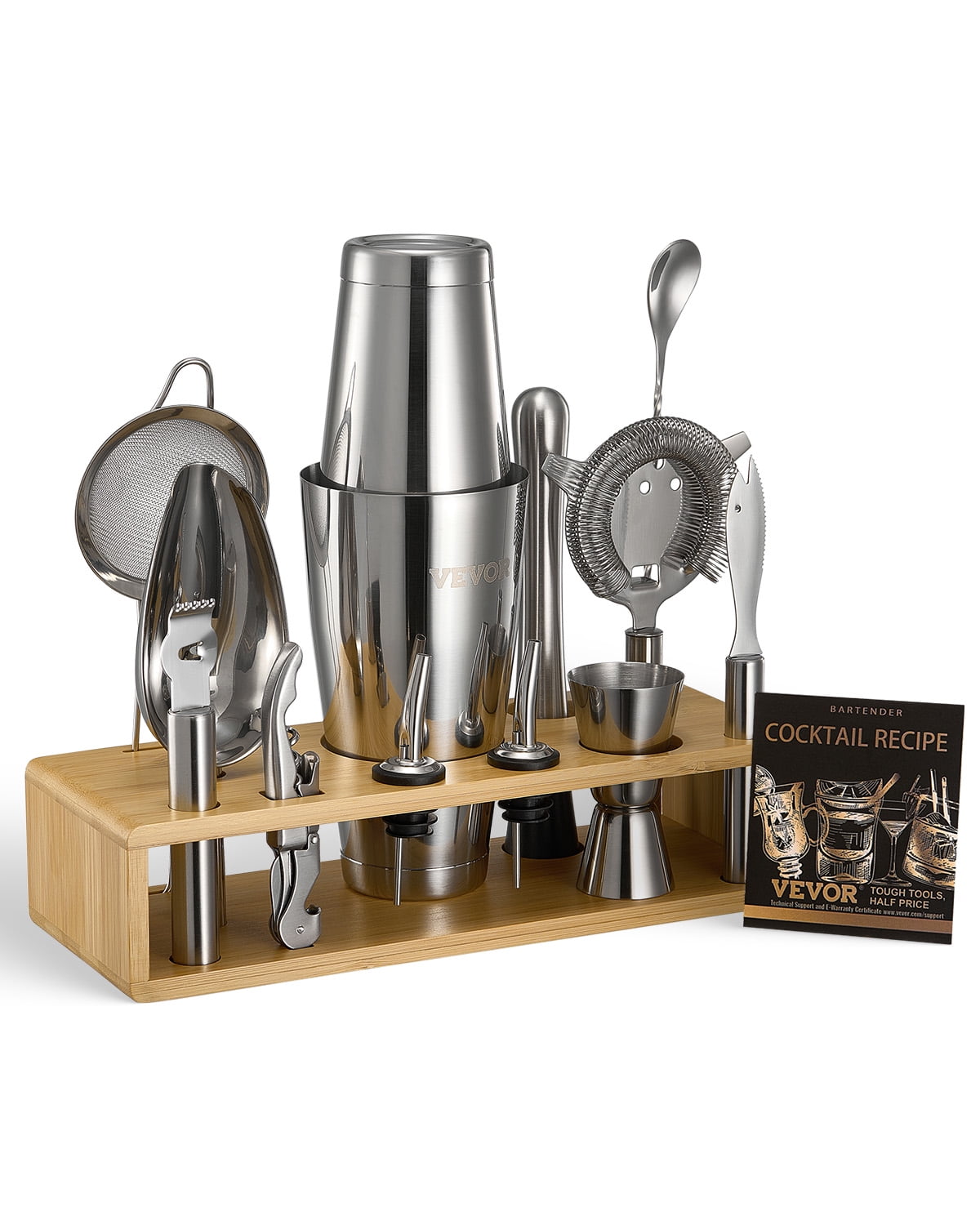 VEVOR Cocktail Shaker Set, 13-Piece Stainless Steel Bar Tools with ...