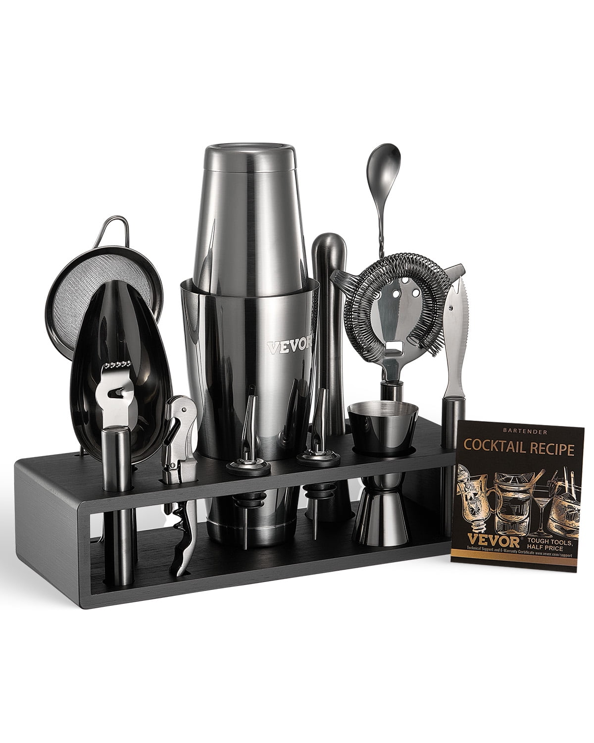 VEVOR Cocktail Shaker Set, 13-Piece Stainless Steel Bar Tools with ...