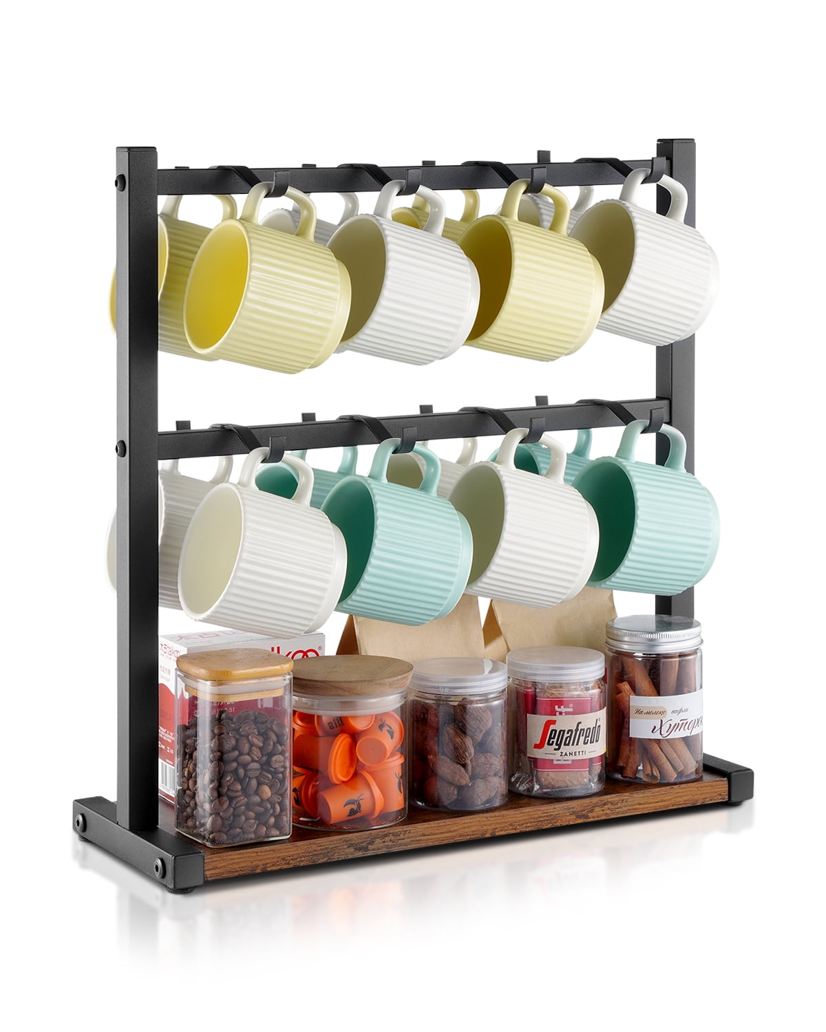 VEVOR Coffee Mug Holder for Countertop, 16 Hooks Coffee Cup Holder with ...