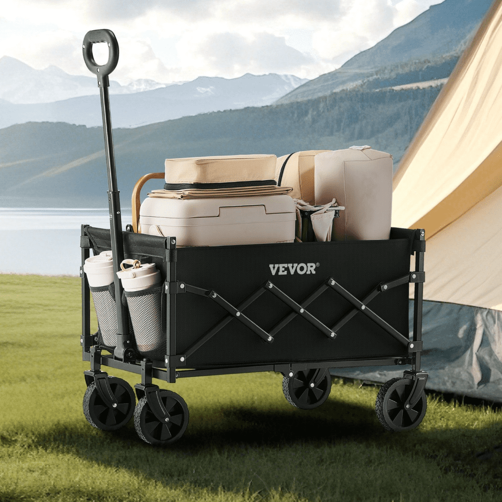 VEVOR Collapsible Folding Wagon with Wheels Wagons Carts Foldable with ...