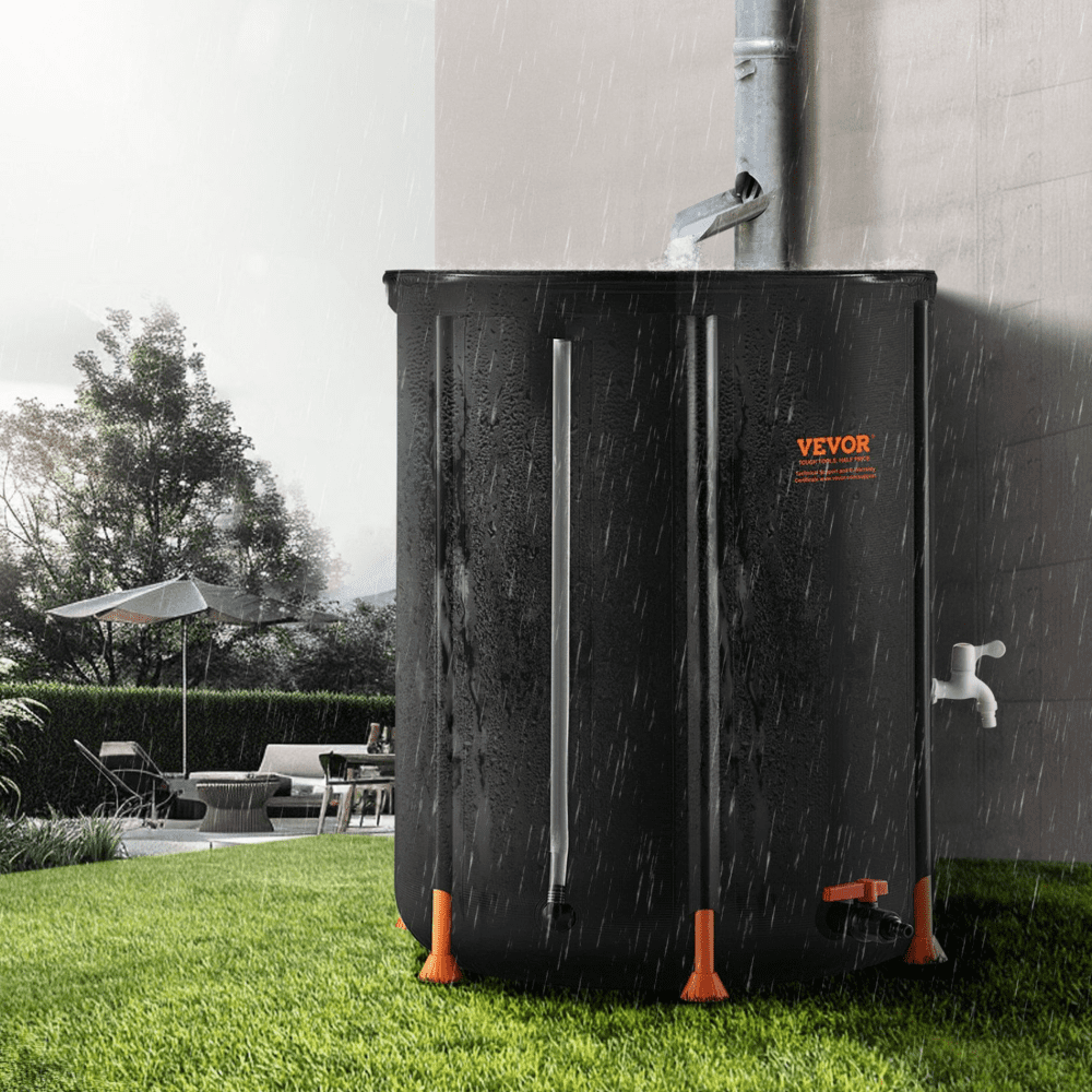 VEVOR Collapsible Rain Barrel 53 Gal Water Catcher with Spigots ...