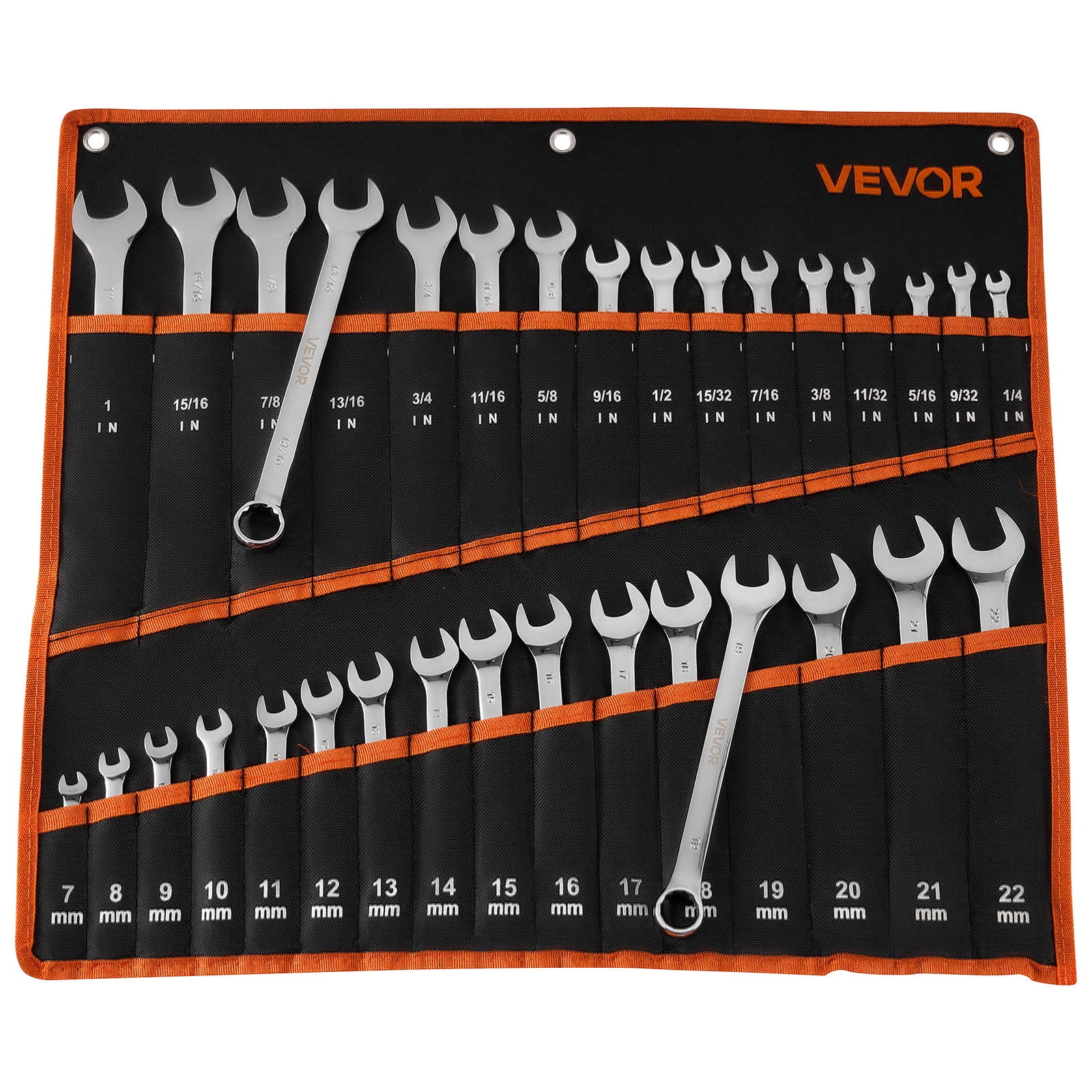 VEVOR Combination Wrench Set, 32-Piece SAE and Metric, 12-Point Box End ...