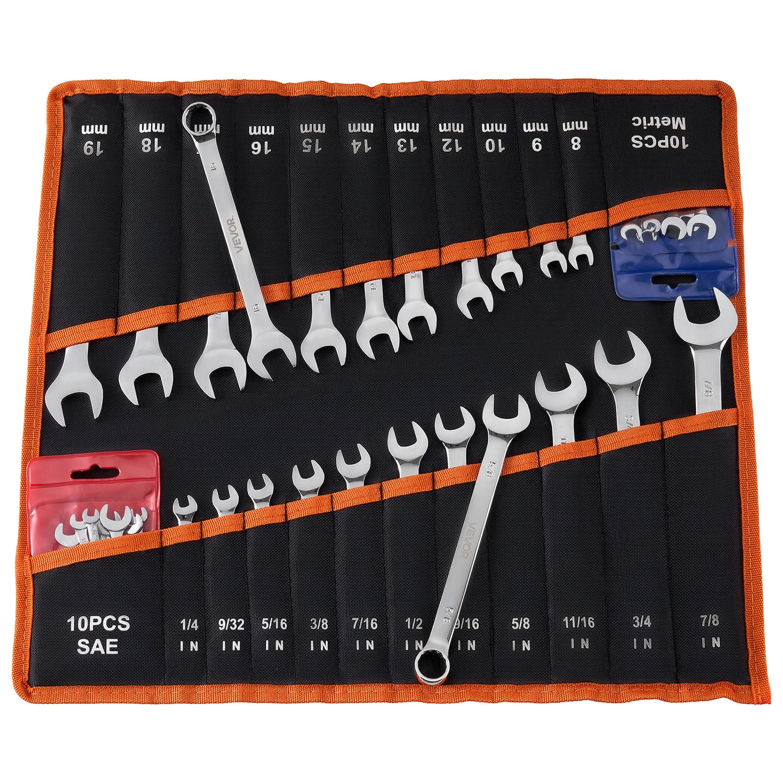 VEVOR Combination Wrench Set, 42-Piece SAE and Metric, 12-Point Box End ...