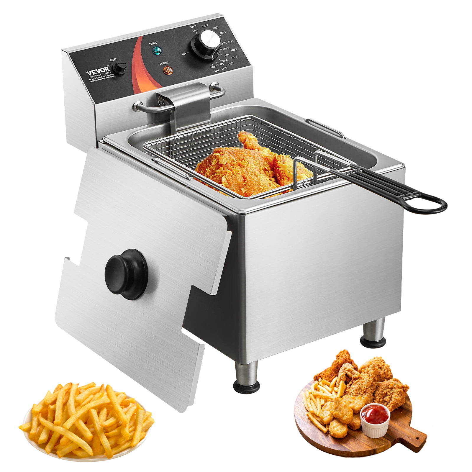 VEVOR Commercial Deep Fryer, 1750W Electric Countertop Fryer with ...