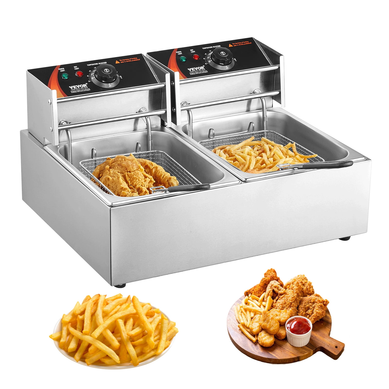 VEVOR Commercial Electric Deep Fryer, Dual Tank 3000W, 2 x 9.1Qt ...