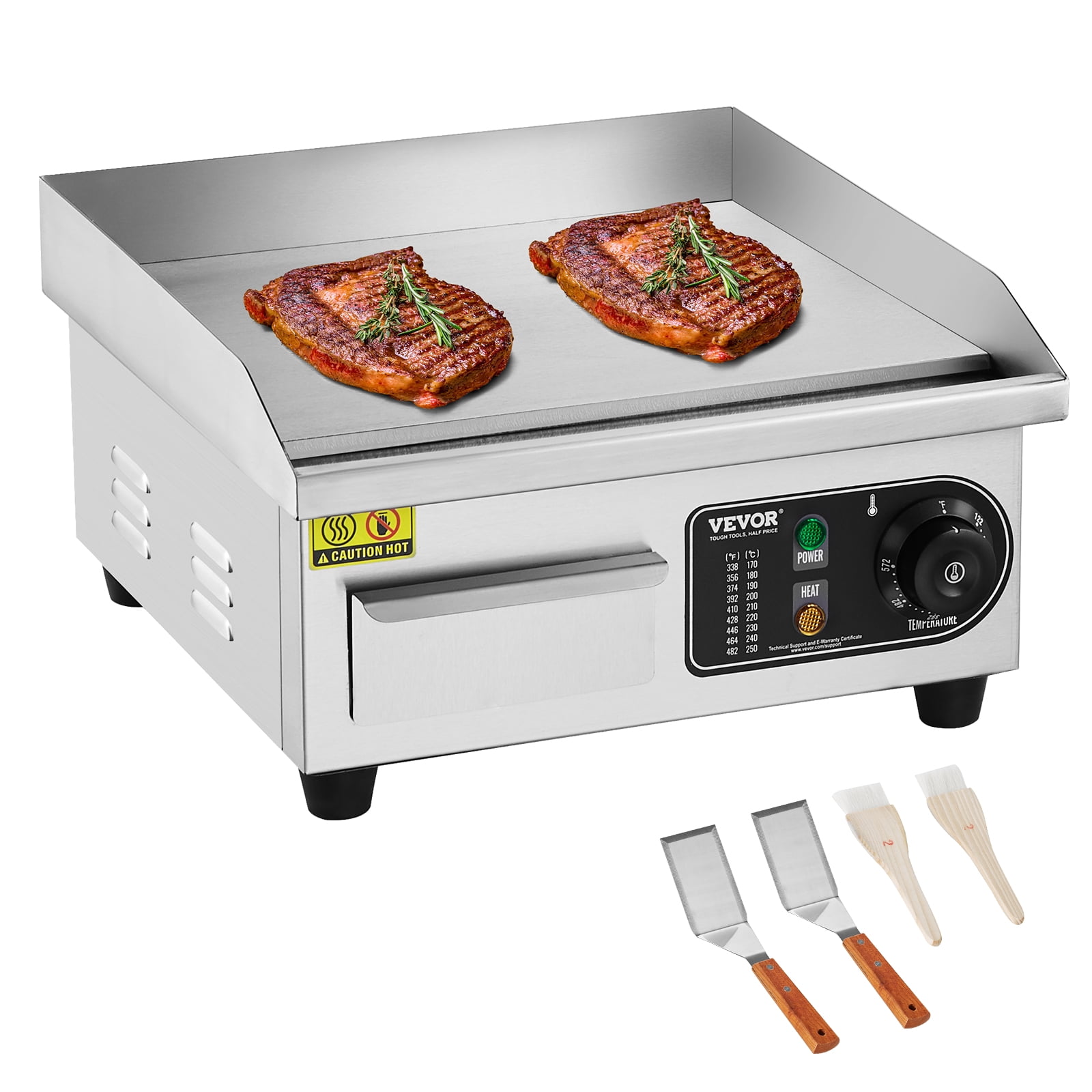 VEVOR Commercial Electric Griddle,1700W Countertop Flat Top Grill,122 ...