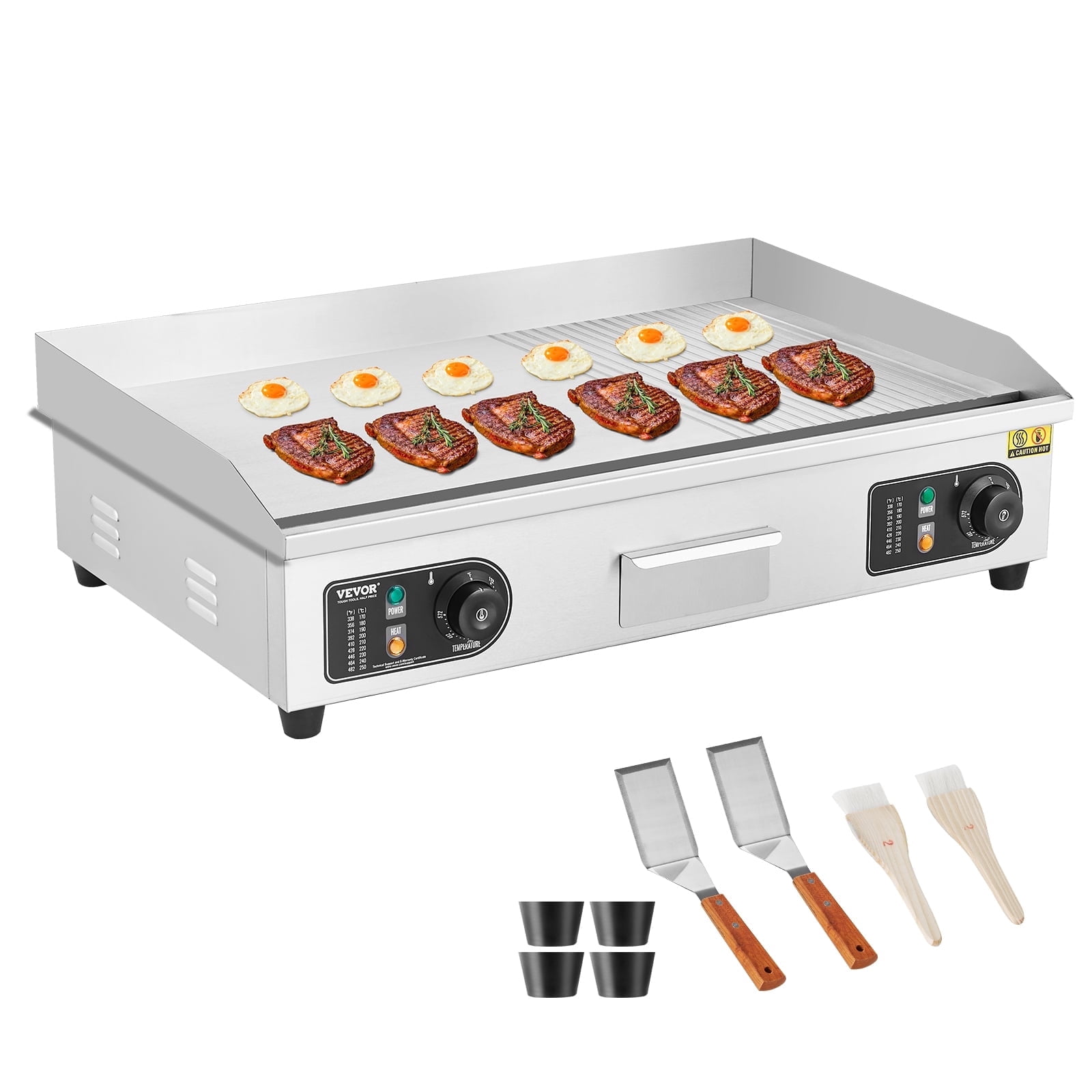 VEVOR Commercial Electric Griddle, 2800W Countertop Half-Flat Top Grill ...
