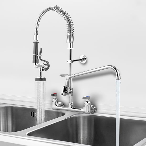 VEVOR Commercial Faucet Pre Rinse, Wall Mount Kitchen Faucet with 12 ...