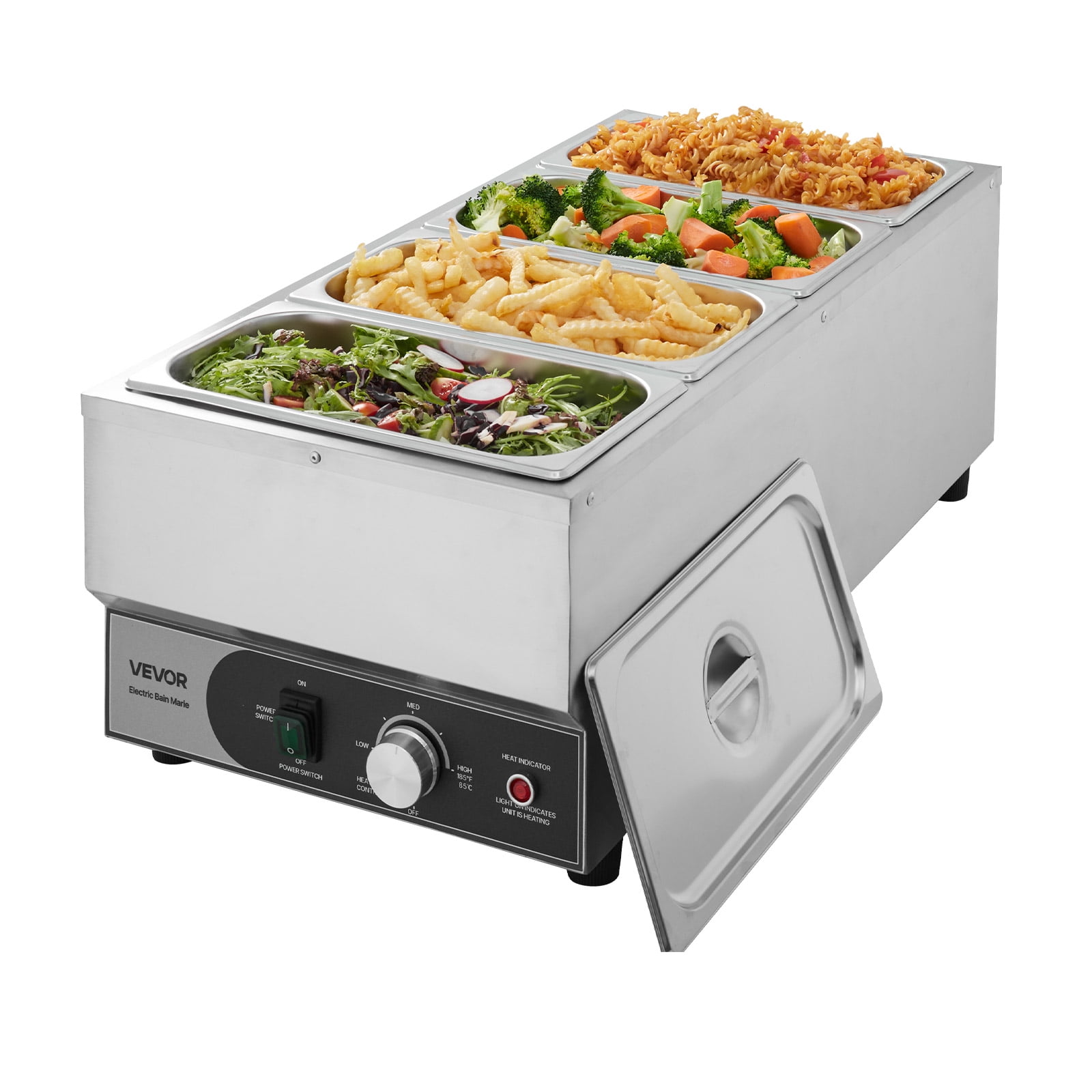 VEVOR Commercial Food Warmer, 1500W Electric Stainless Steel Steam Food ...