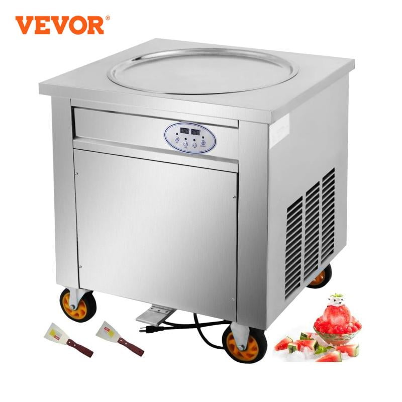 VEVOR Commercial Fried Ice Cream Machine 50cm Single Pan 1800W ...