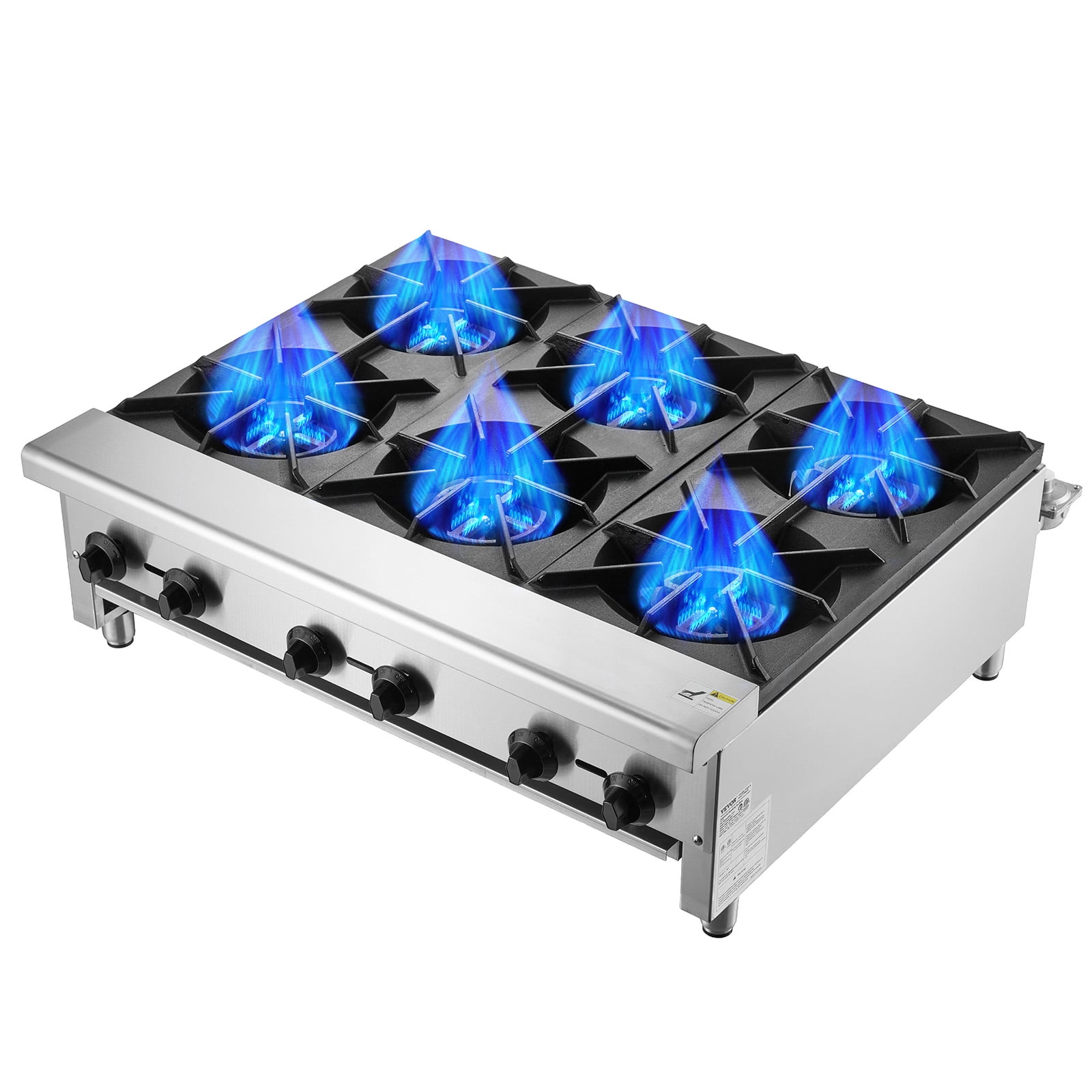 VEVOR Commercial Gas Stove with 6 Burners, Propane and Natural Gas ...