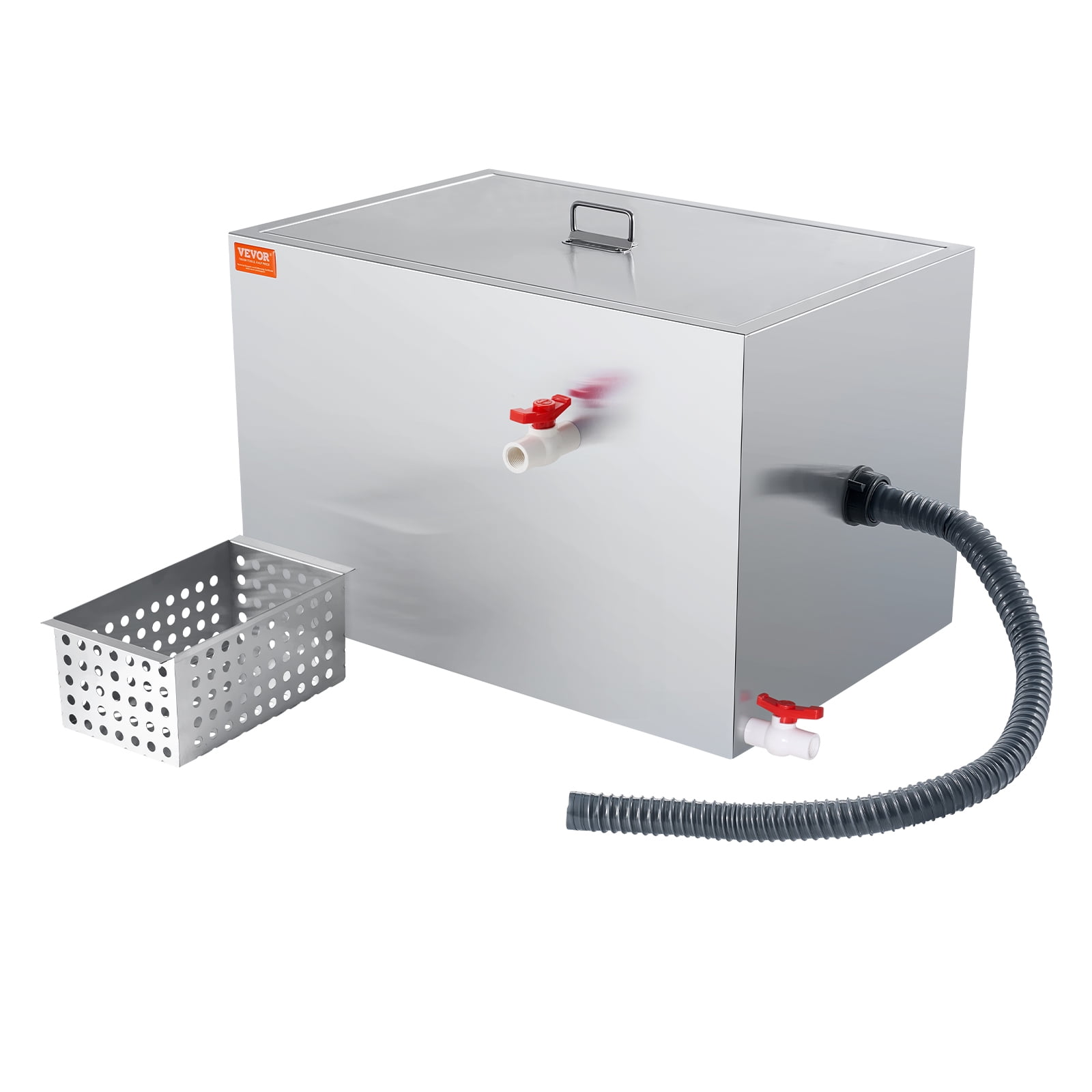 VEVOR Commercial Grease Trap, 40 LBS Grease Interceptor, Side Inlet ...