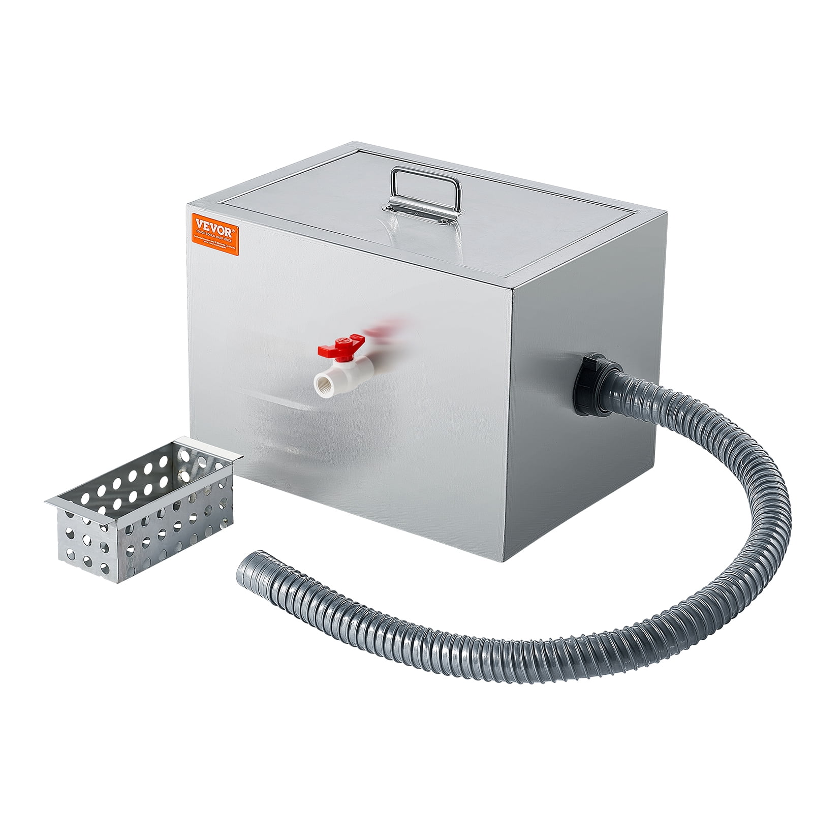 VEVOR Commercial Grease Trap, 8 LBS Grease Interceptor, Side Inlet ...