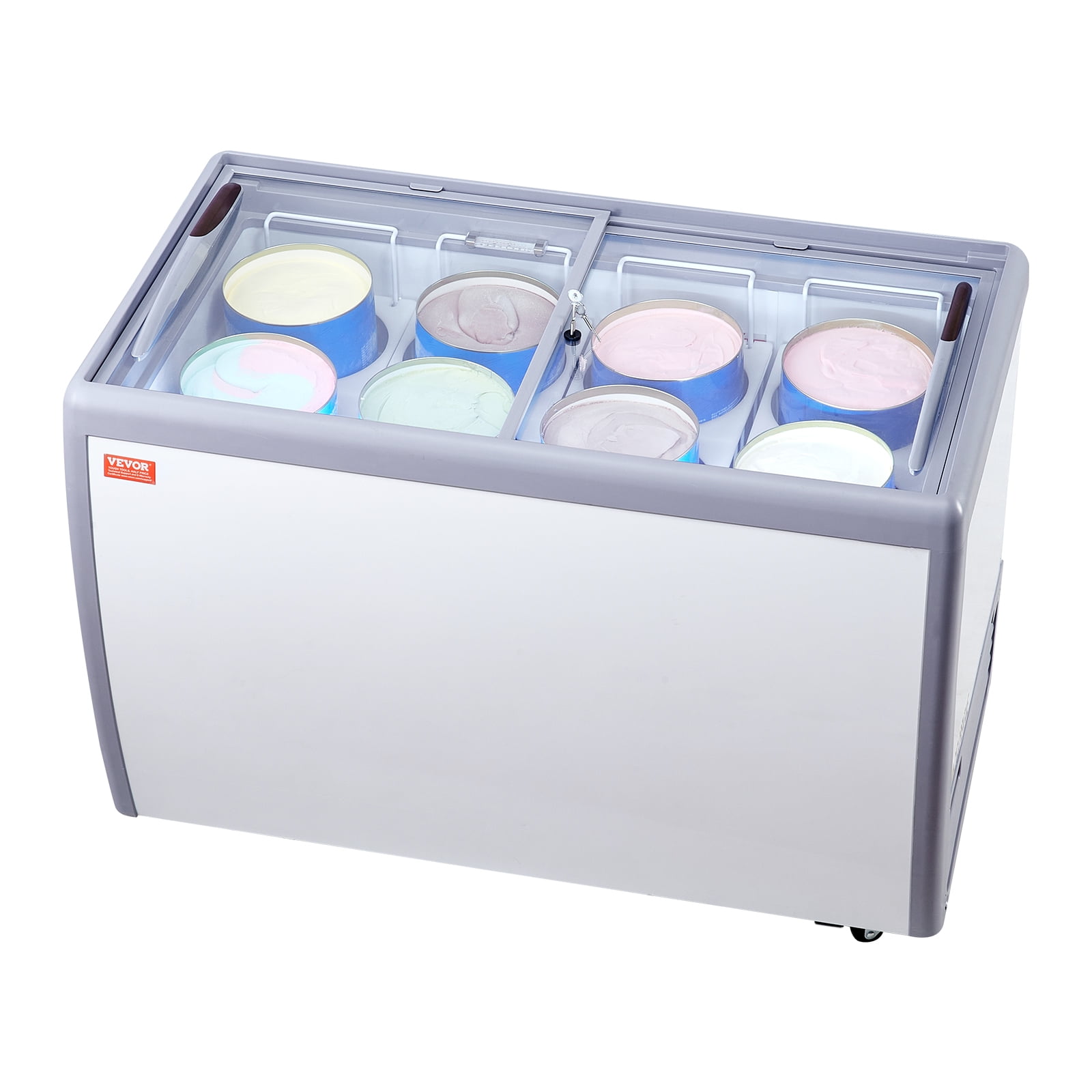 VEVOR Commercial Ice Cream Display Case, 13.1 Cu.ft Chest Freezer ...