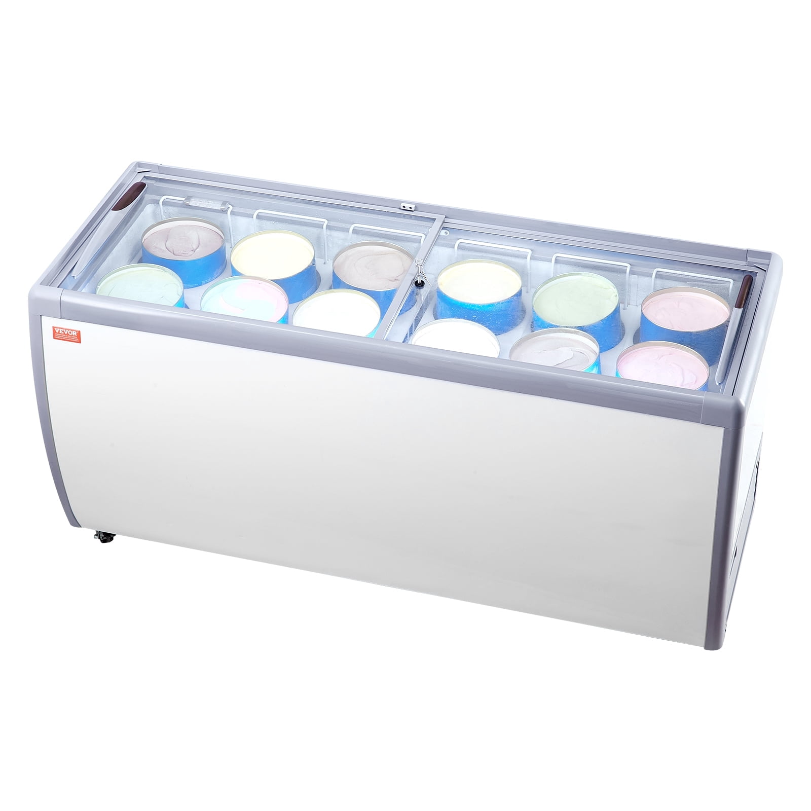 VEVOR Commercial Ice Cream Display Case, 20 Cu.ft Chest Freezer, Mobile ...