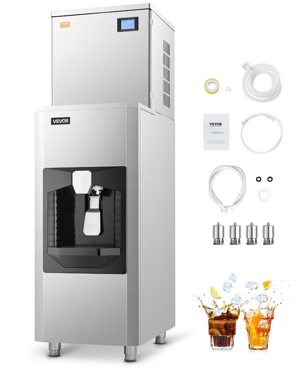VEVOR Commercial Ice Maker, 550 Lbs/Day Ice Maker Machine, 180 Lbs ...