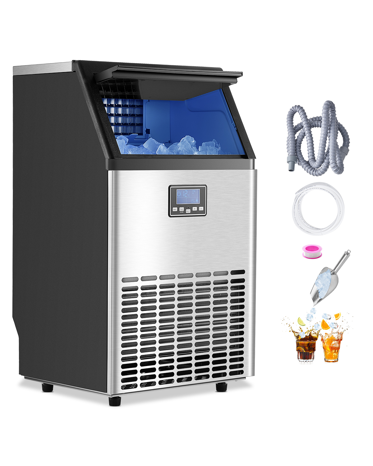 VEVOR Commercial Ice Maker Machine, 100lbs/24H Ice Maker Machine with ...