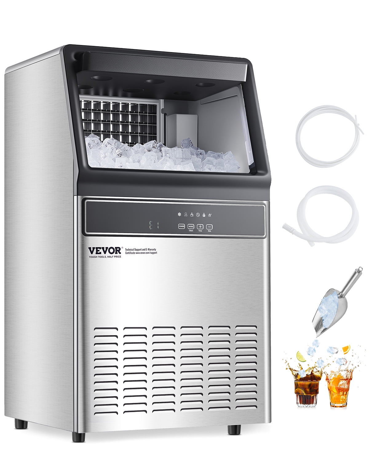 VEVOR Commercial Ice Maker Machine, 110lbs/24H Ice Maker Machine with ...
