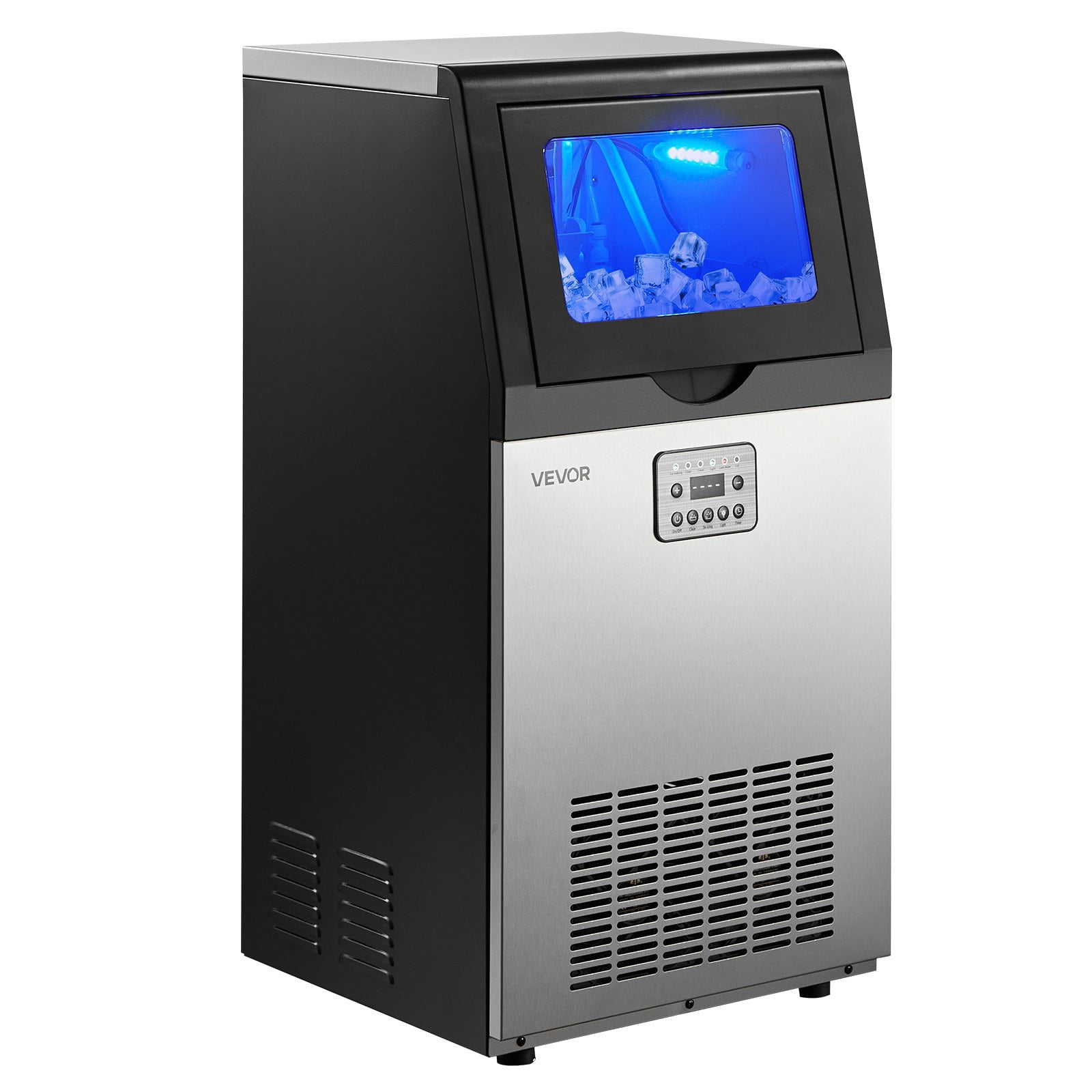 VEVOR Commercial Ice Maker Machine, 120 lbs/24h with 30 lbs Storage ...