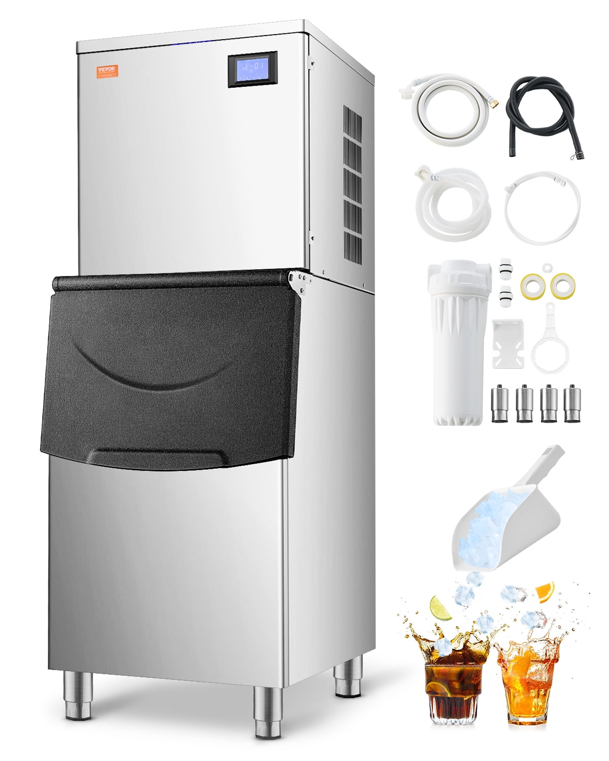 VEVOR Commercial Ice Maker Machine, 400LBS/24H Ice Making Machine with ...