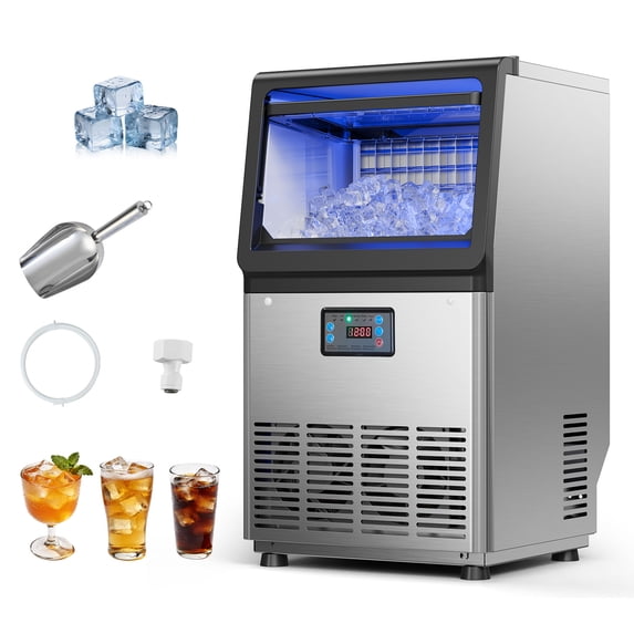 VEVOR Commercial Ice Maker Machine, 80 lbs/24h with 13 lbs Storage ...