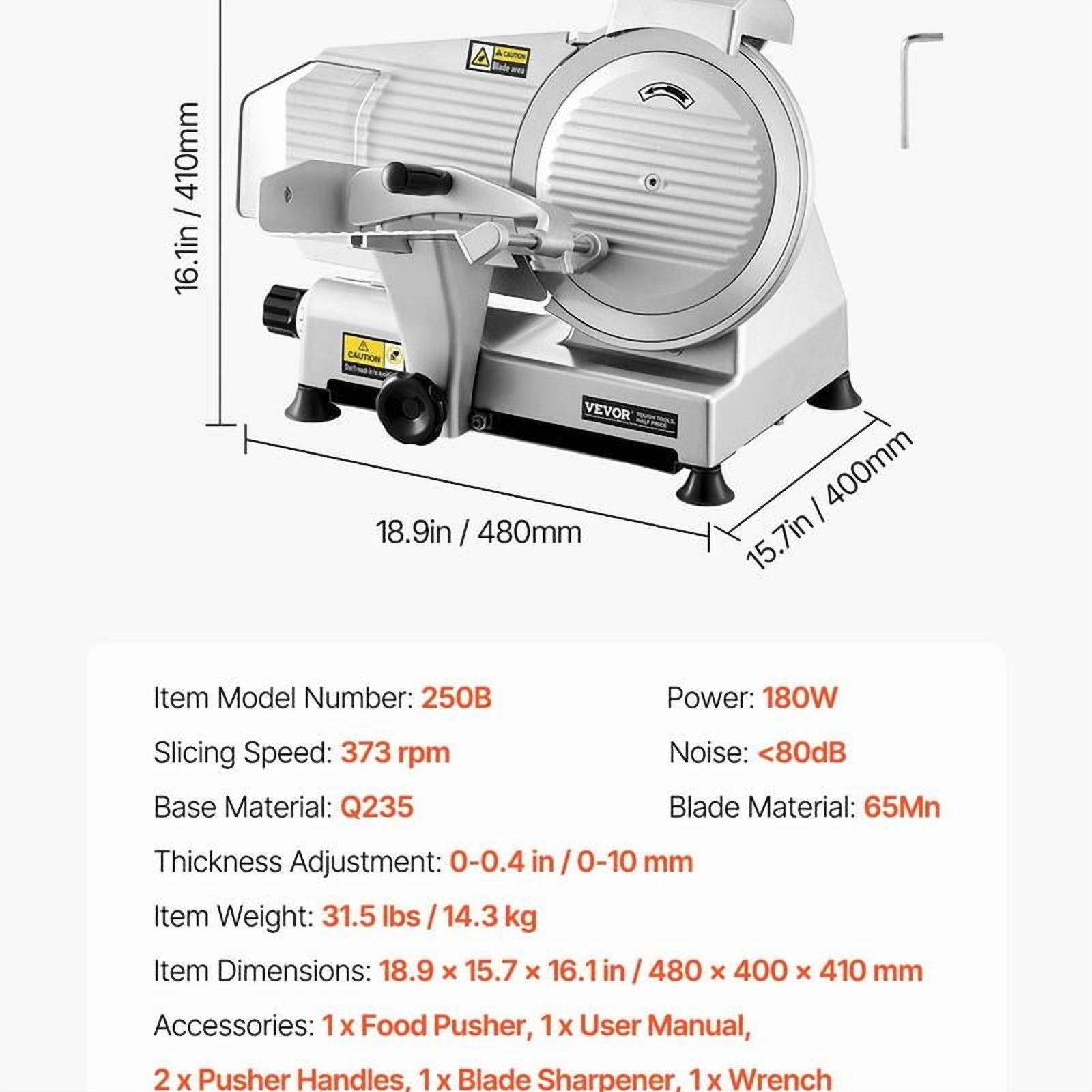 VEVOR Commercial Meat Slicer, Max. 320W 12-inch Carbon Steel Blade ...