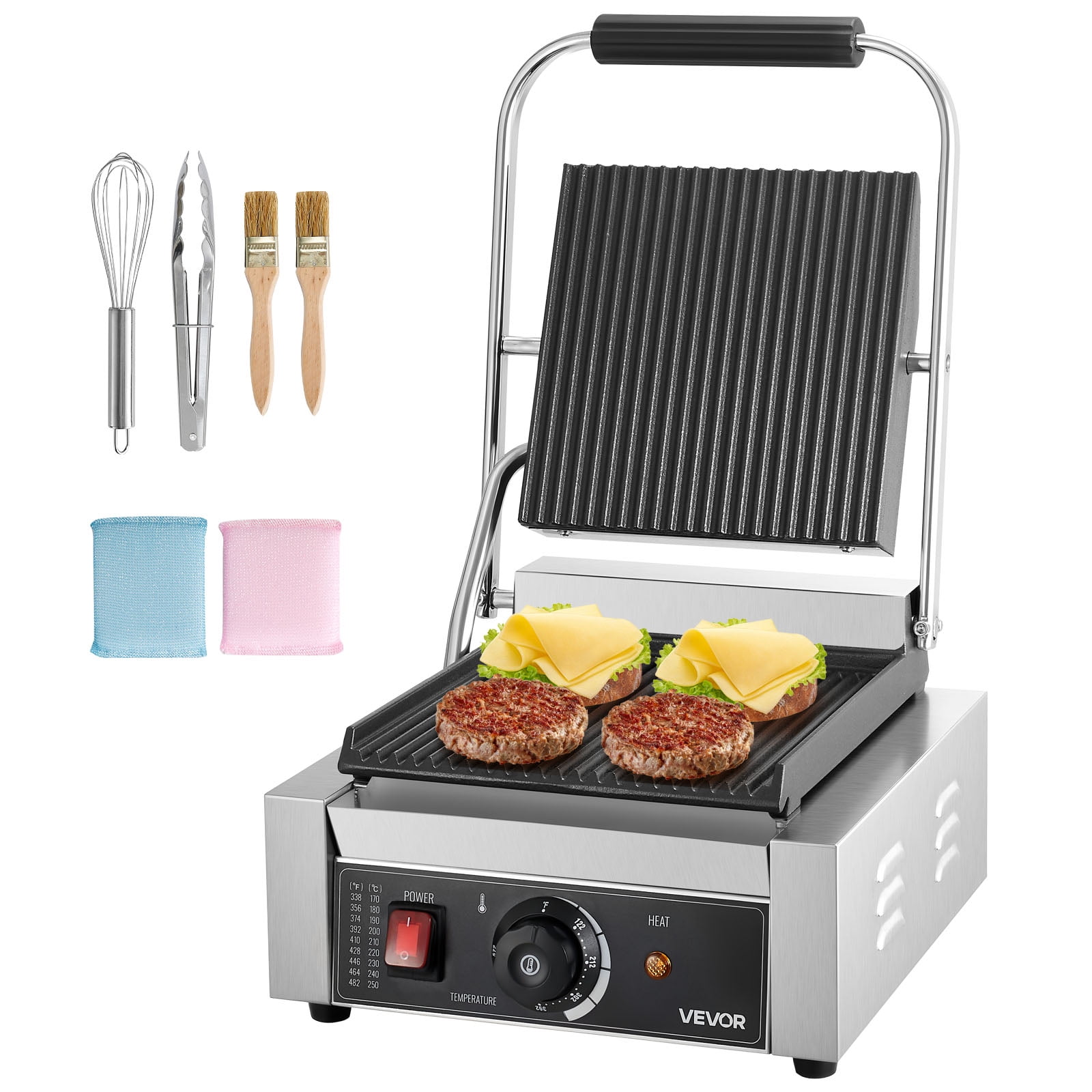 VEVOR Commercial Panini Grill, 1800W Electric Sandwich Panini Maker ...