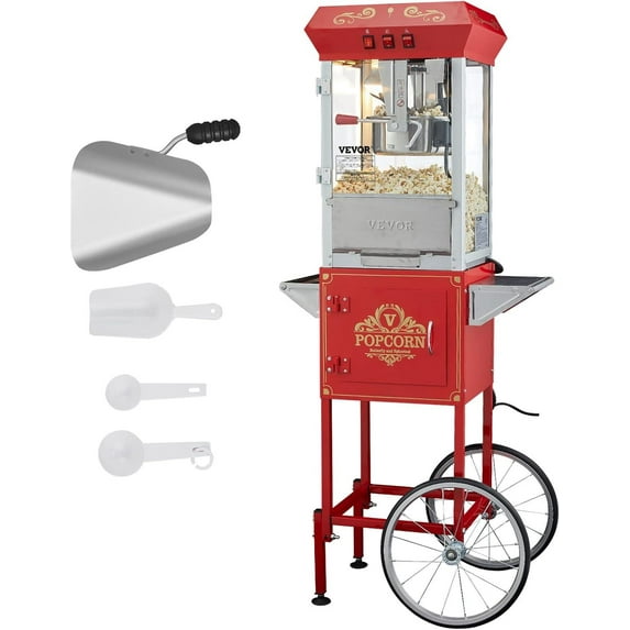 VEVOR Commercial Popcorn Machine, 8 Oz Kettle, 850 W Popcorn Maker on ...