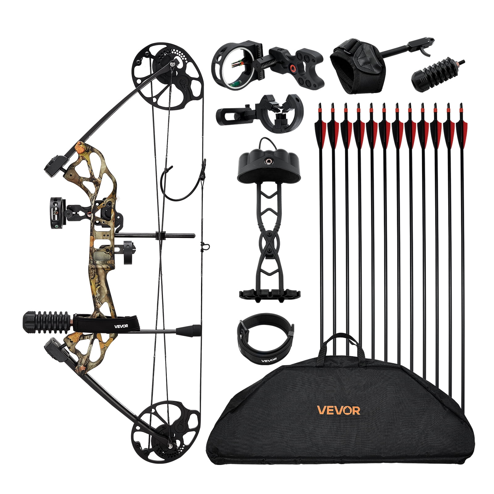 VEVOR Compound Bow Archery, Adjustable 19-30 in Draw Length Compound ...