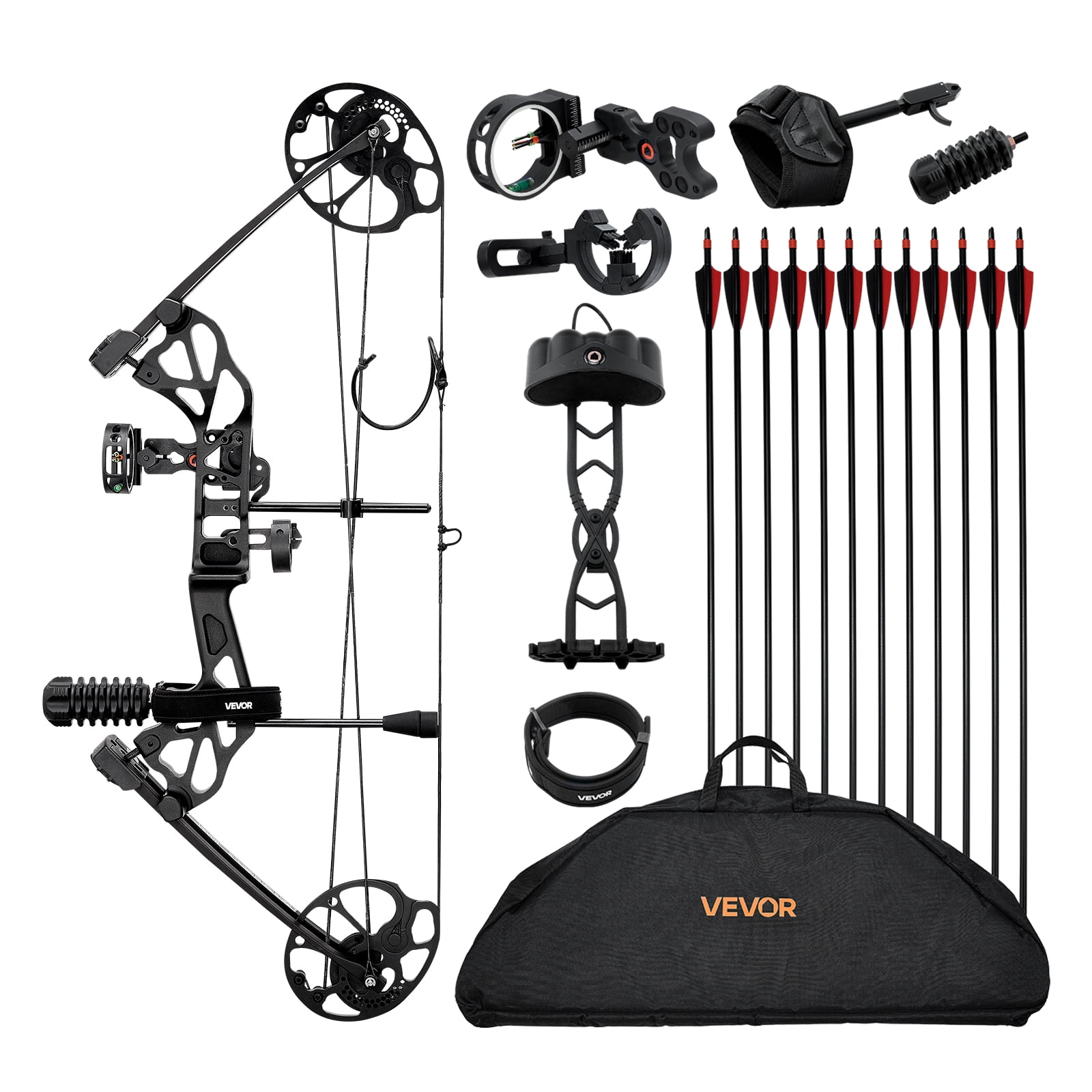 VEVOR Compound Bow Archery, Adjustable 19-30 in Draw Length Compound ...