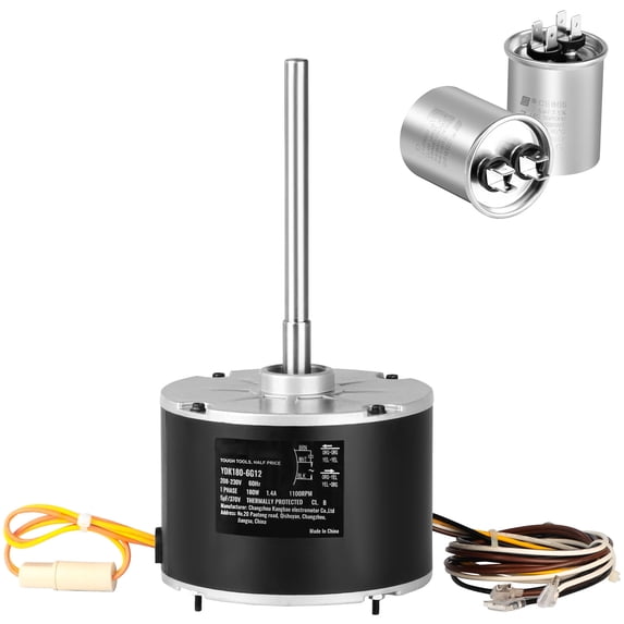 VEVOR Condenser Fan Motor, 1/4 HP, 1100 RPM, 208-230V, Compatible with ...