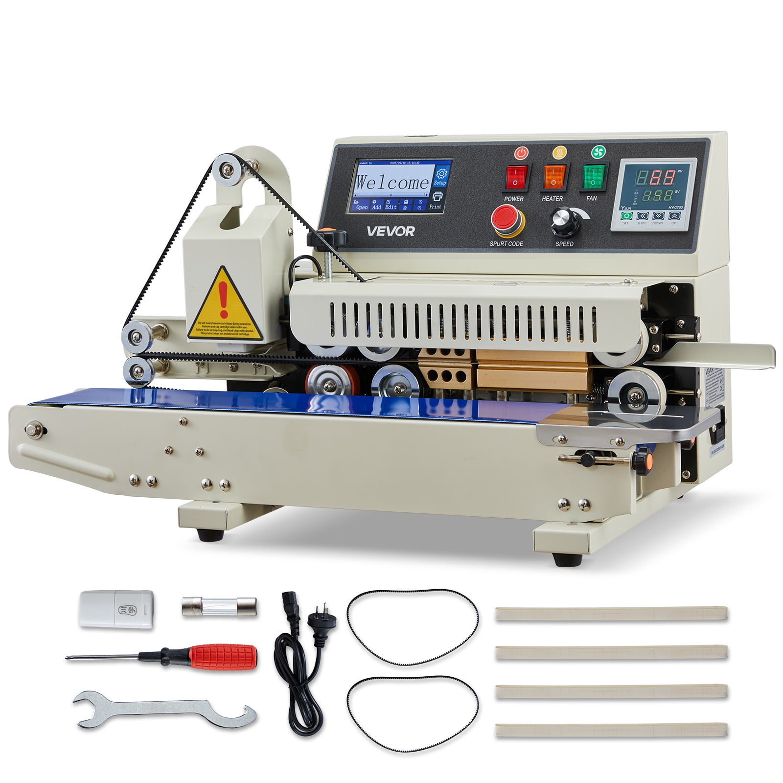 VEVOR Continuous Bag Band Sealing Machine, 0.24-0.47 in Seal Width ...