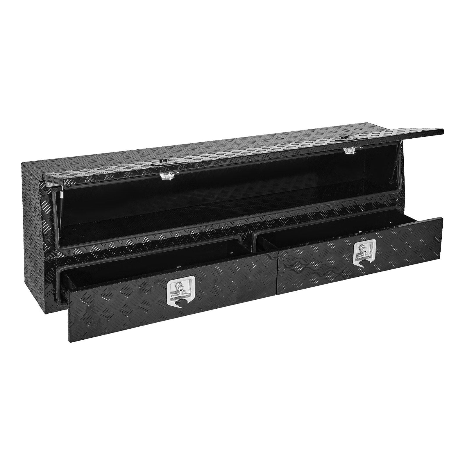 VEVOR Contractor Truck Tool Box, 72 x 21 x 13 in, Black Tread Aluminum ...